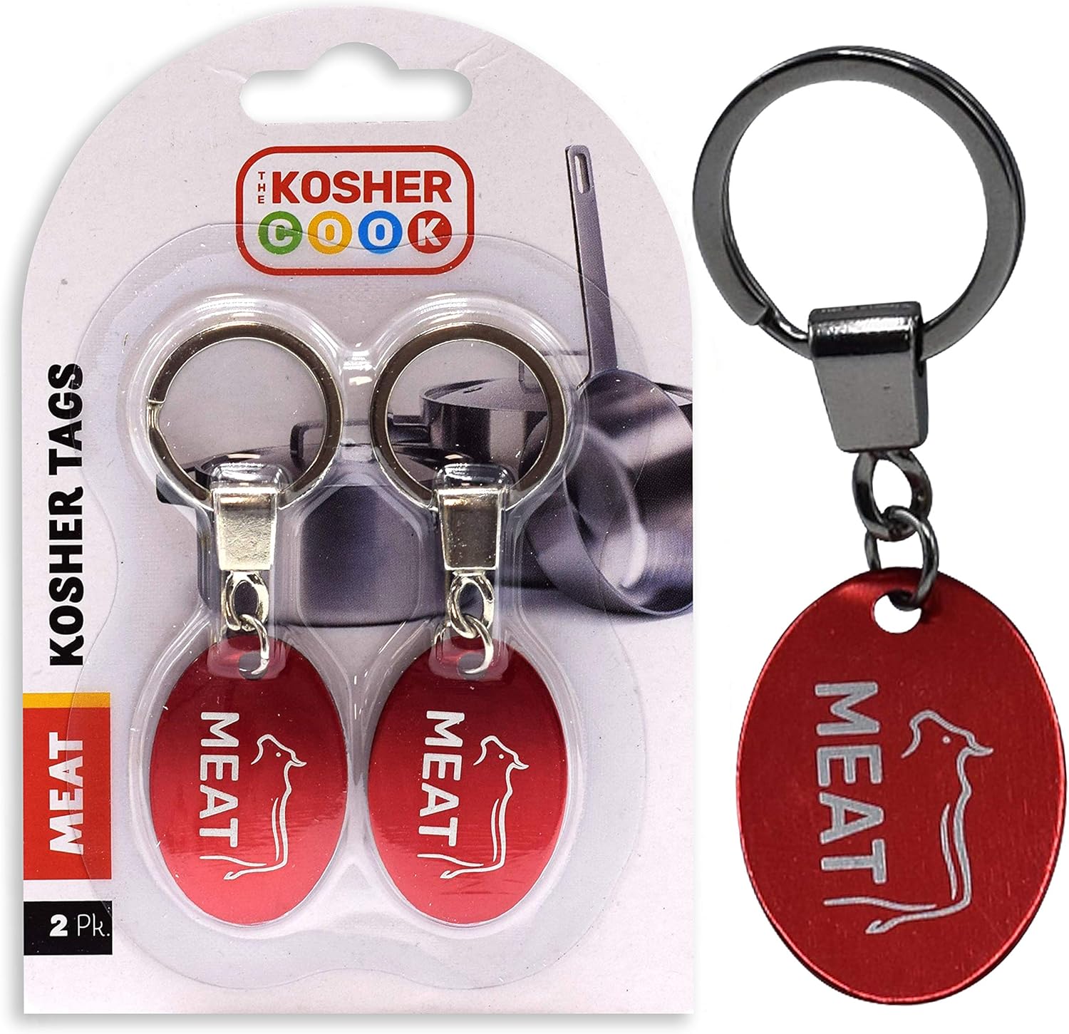Amazon.com: The Kosher Cook Meat Red Keyrings - Pack of 2 - Key Chain ...