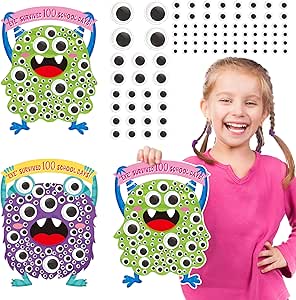 Amazon.com: BeYumi Monster Eye Sticker Scene - 12Pcs 100 Days of School ...