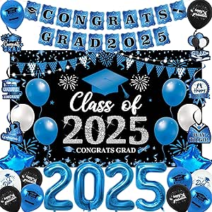 Vlipoeasn Blue 2025 Graduation Party Decorations, Black Blue 2025 ...