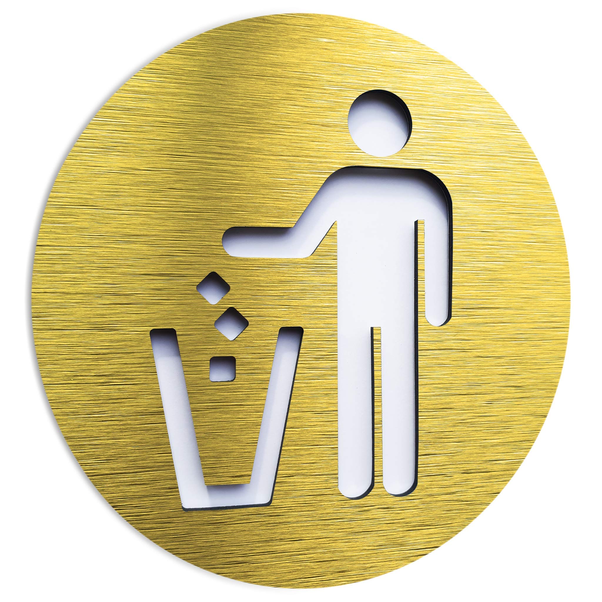 Bsydesign Aluminium Gold Recycle Bin Sign Modern Square Trash Signage ...