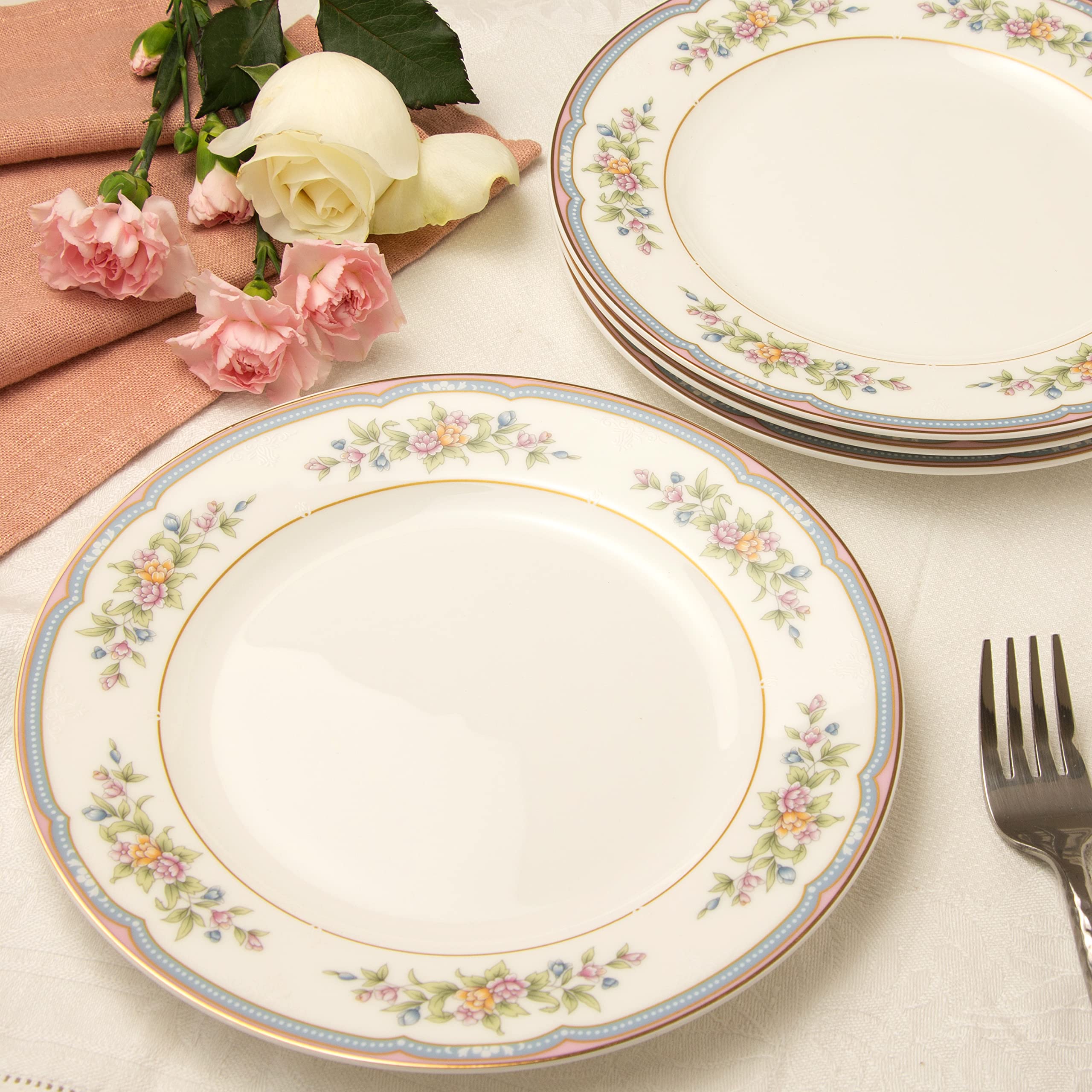 Gracie Bone China Charm Border Claire's Bouquet Dessert / Salad Plate 8 ...