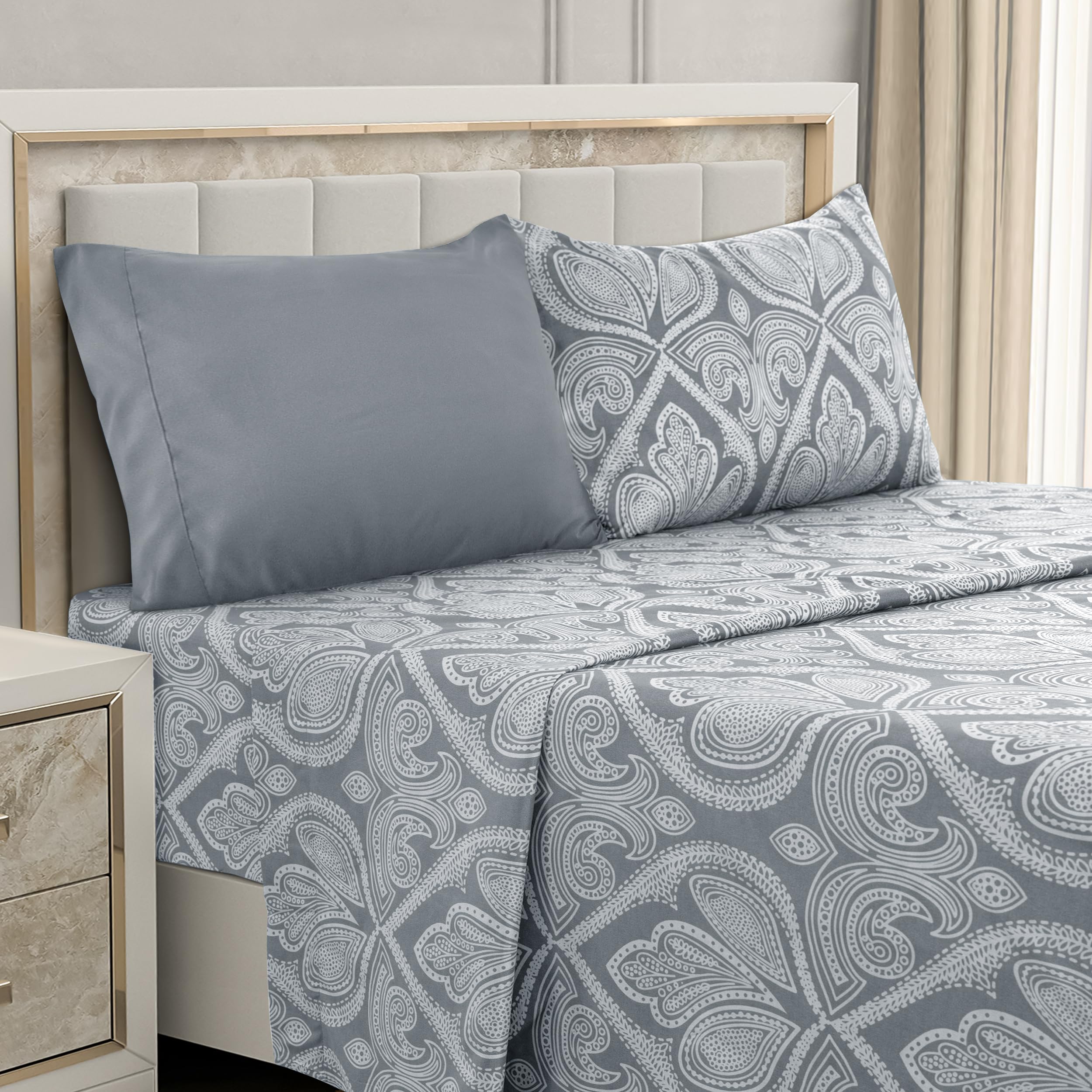 Amazon.com: LUX Decor Paisley Twin Sheet Set, 4 PC Soft Microfiber ...