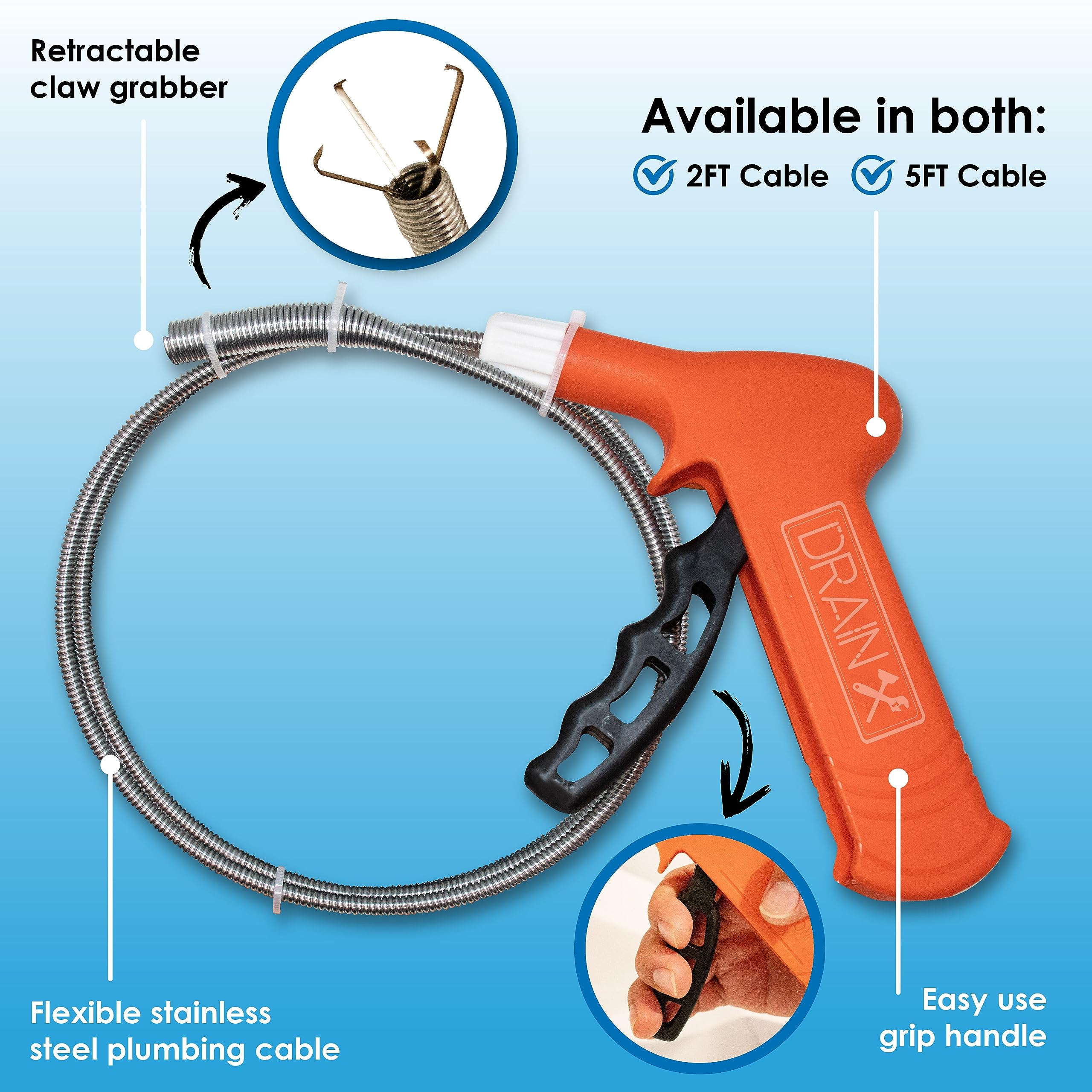 Snapklik.com : Pistol Grip Grabber Claw, Drain Clog Pickup Snake ...