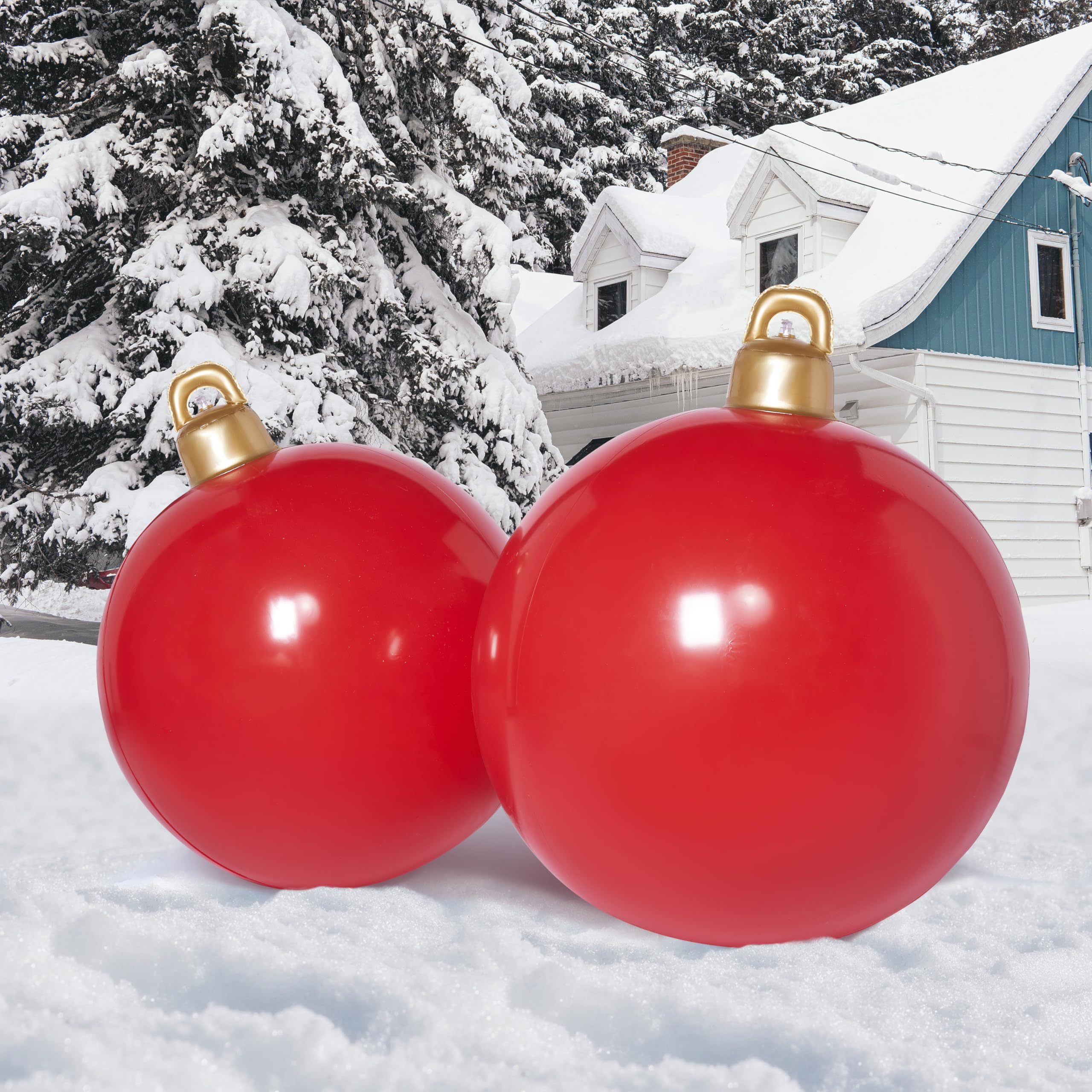 Amazon.com: JOIEDOMI 2 Pcs Huge Inflatable Christmas Balls, 25 Inch Red ...