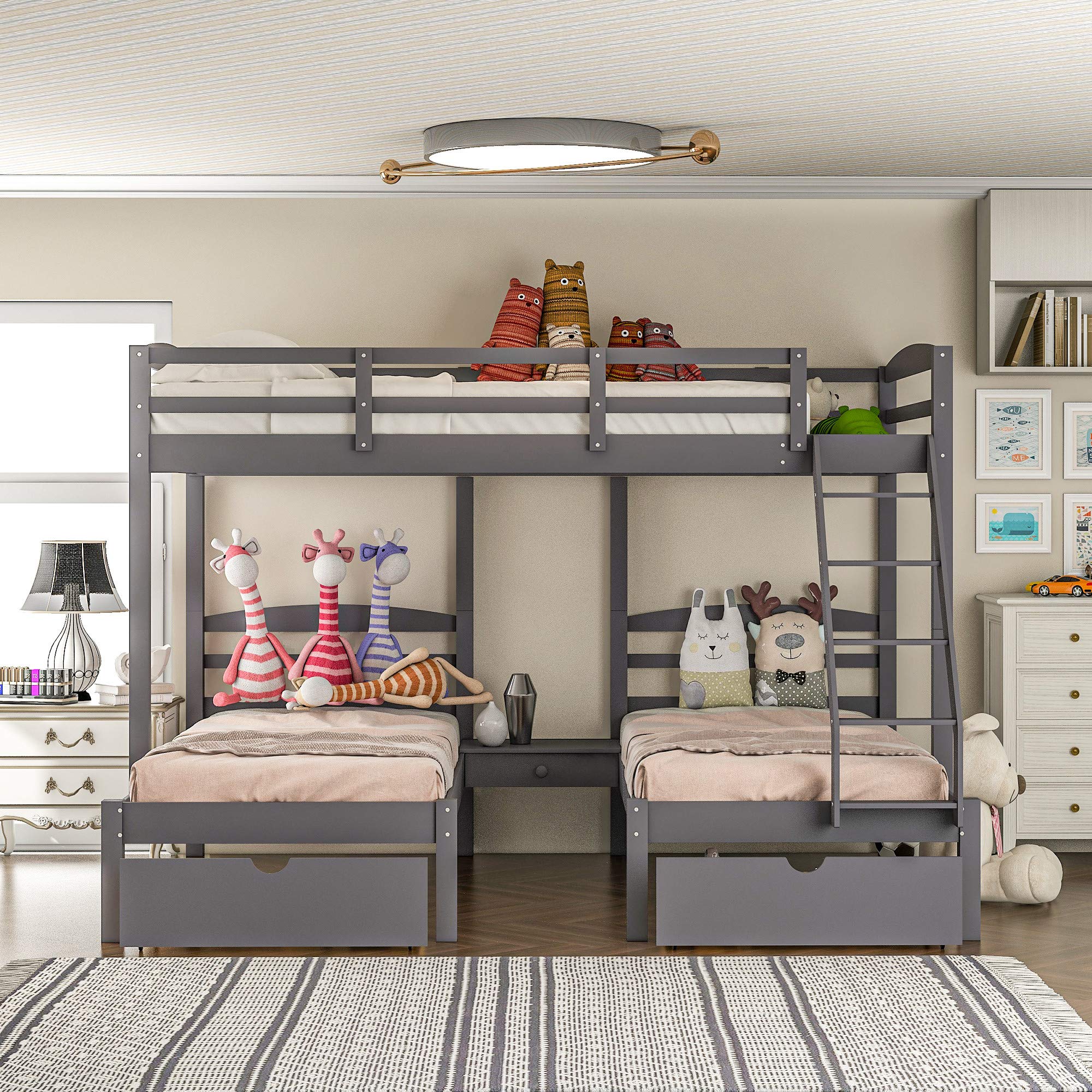 Wood Triple Bunk Bed Triple Bunk Bed Full Over Twin | Desertcart South ...