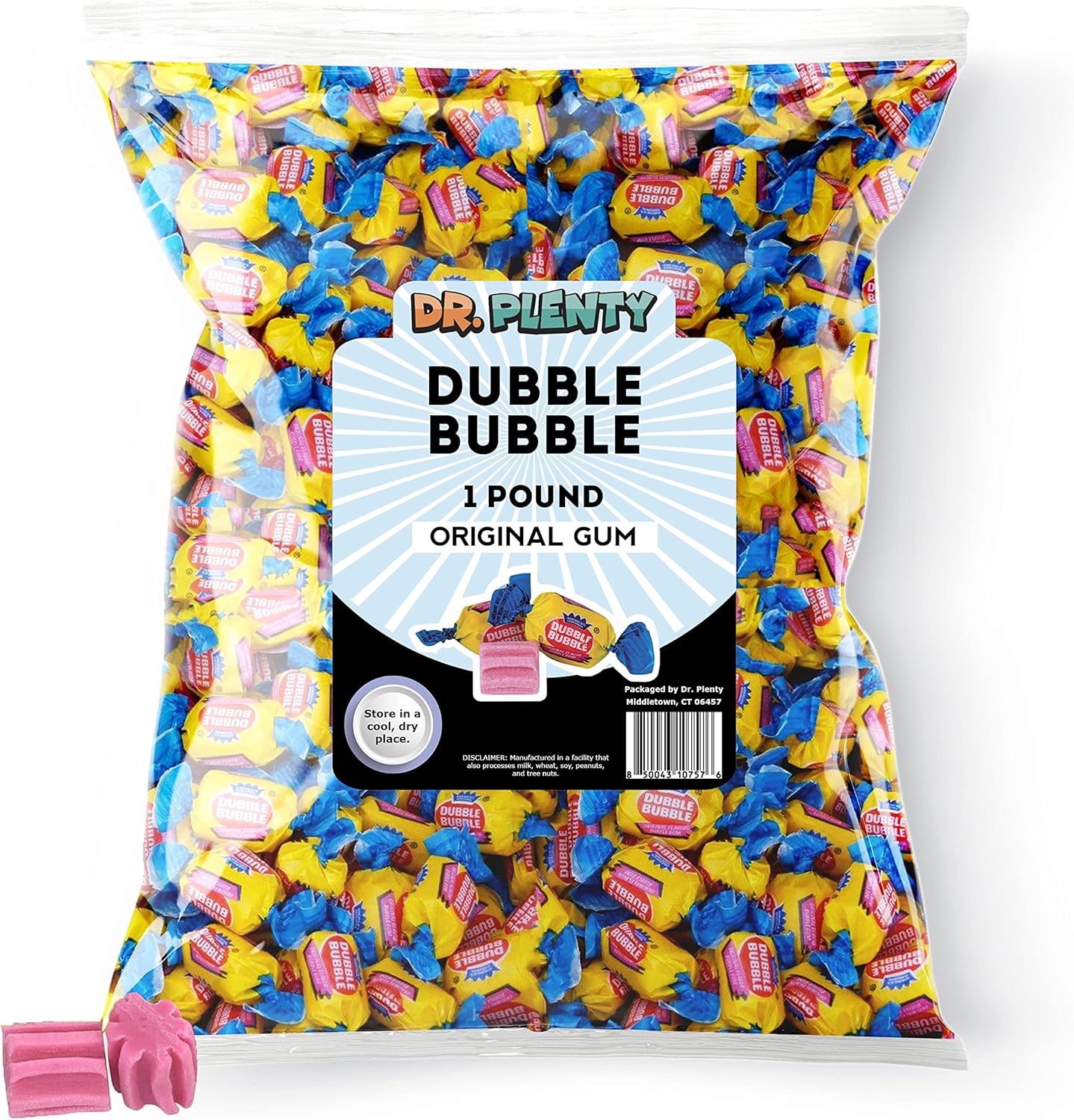 Dubble Bubble Gum Original Flavor, 1LB - Bulk Pink Individually Wrapped ...