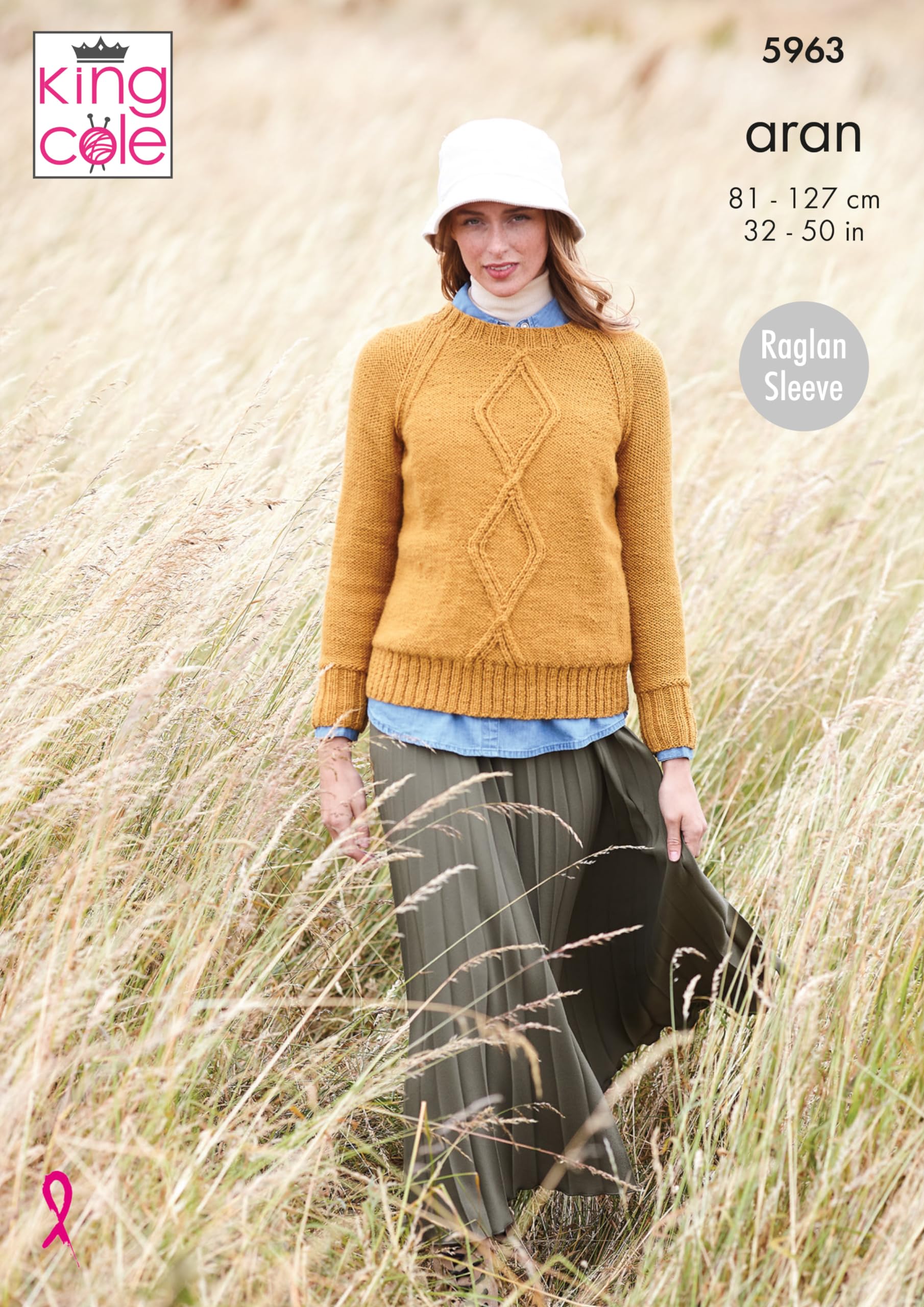 King Cole Aran Knitting Pattern Ladies Cable Knit Round or Polo Neck ...