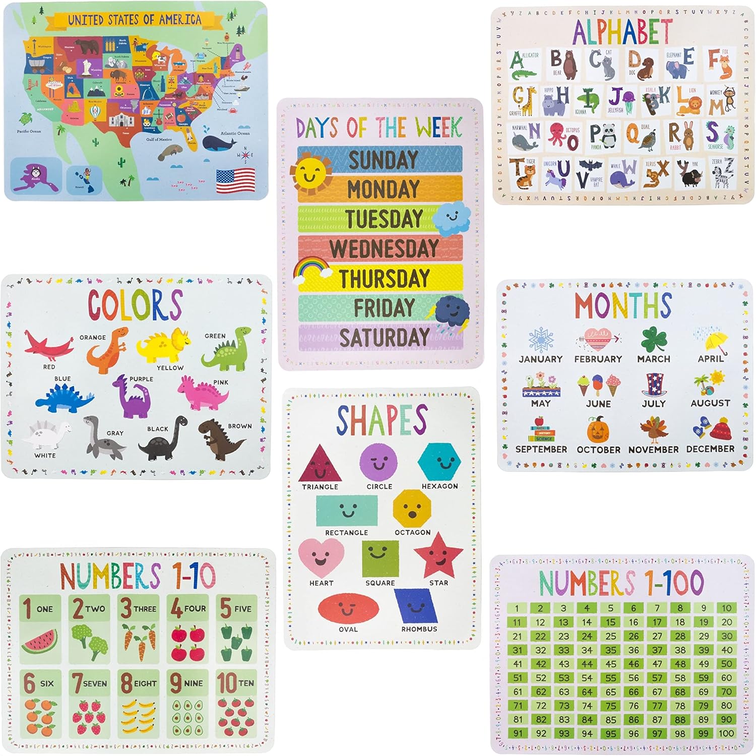 Amazon.com: 8-Pack Reversible Classroom Wall Posters 22" x 17" - Learn ...