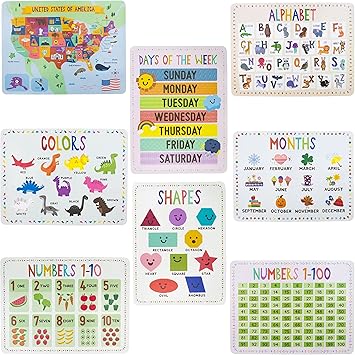 Amazon.com: 8-Pack Reversible Classroom Wall Posters 22" x 17" - Learn ...