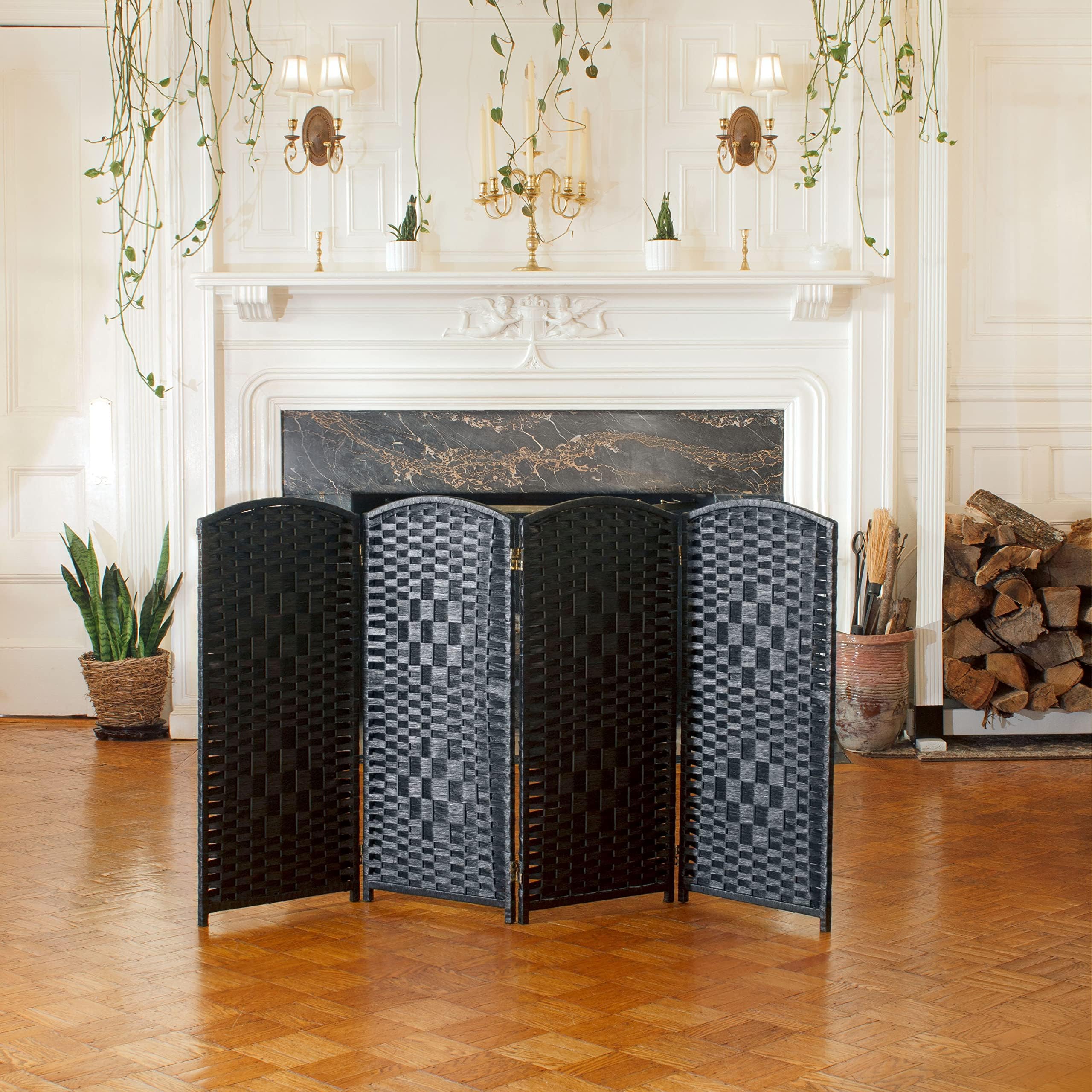 Amazon.com: Red Lantern 3 ft. Short Diamond Weave Fiber Folding Screen ...