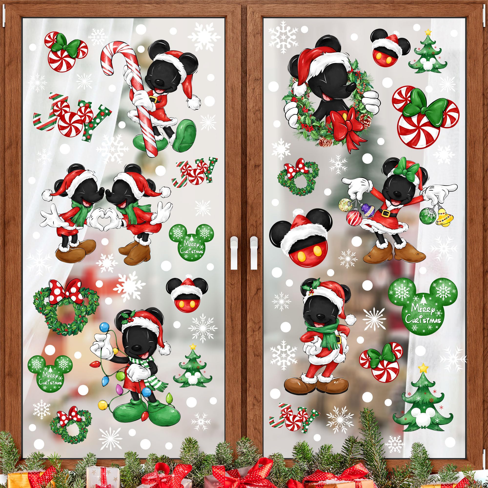 Amazon.com: Christmas Window Clings Decor Cute Mouse 8 Sheets, Merry ...