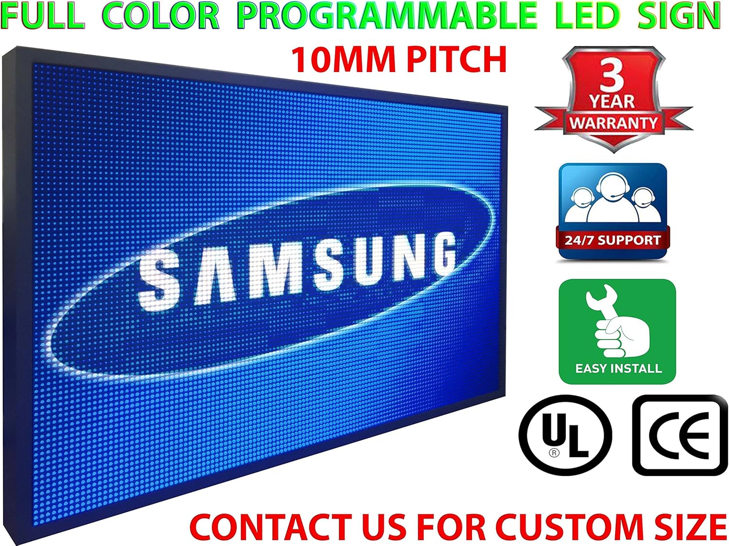 Amazon.com : FULL Color 19" X 38" PROGRAMMABLE 10MM LED SIGN BOARD SEMI ...