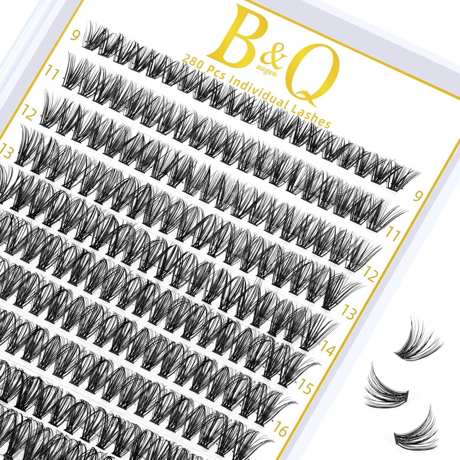 B&Qaugen Lash Clusters 280 Pcs 40D-0.07D-9-15MIX B&Q LASH Individual ...