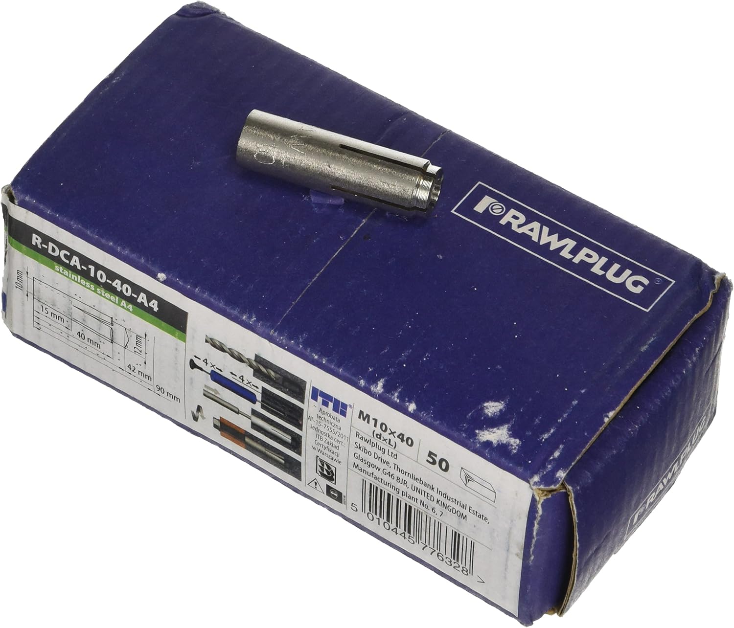 Rawlplug R-DCA-10-40-A4 M10 Stainless Steel Wedge Anchor (50 pieces ...