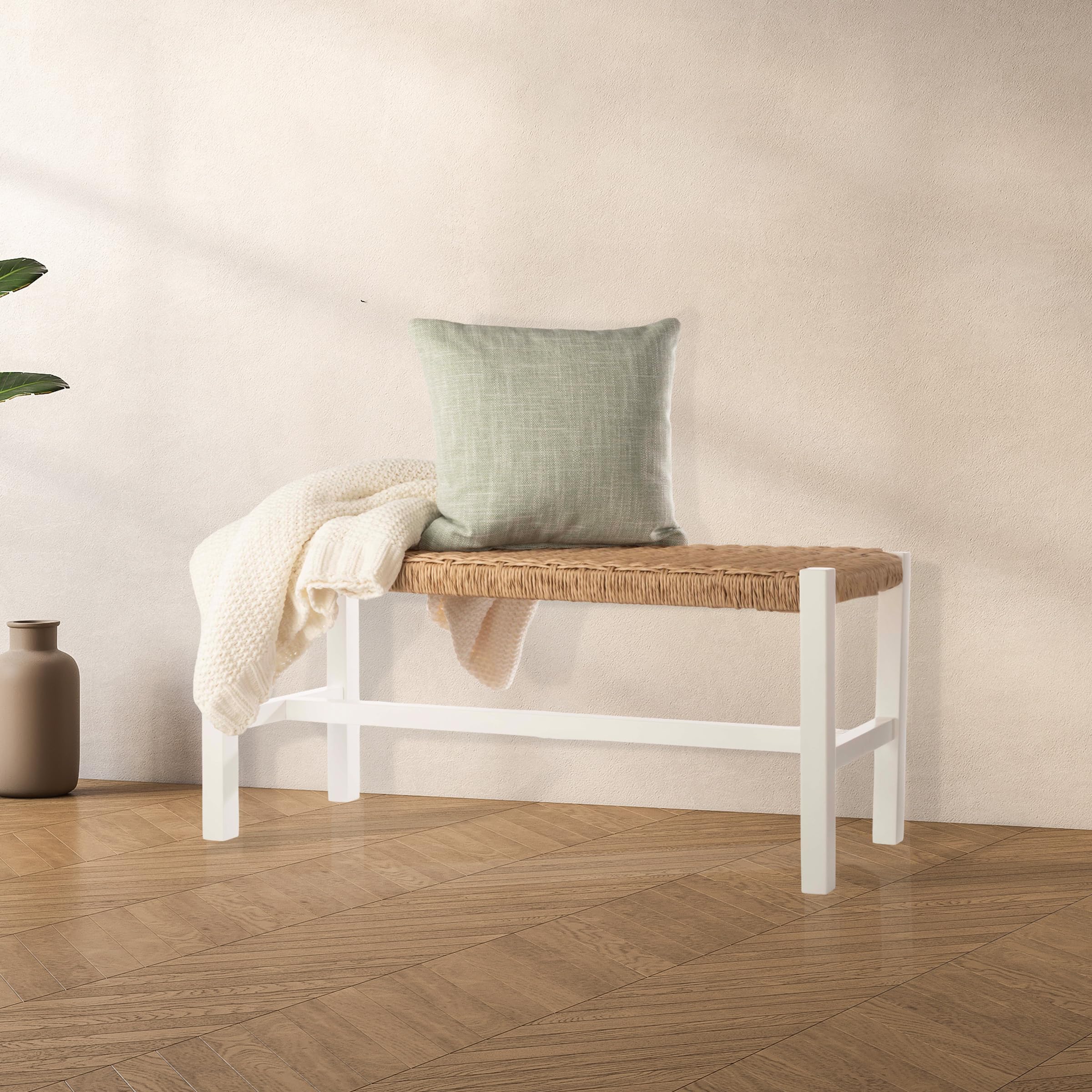 Amazon.com: Alaterre Furniture Newport Bench with Handcrafted Woven ...