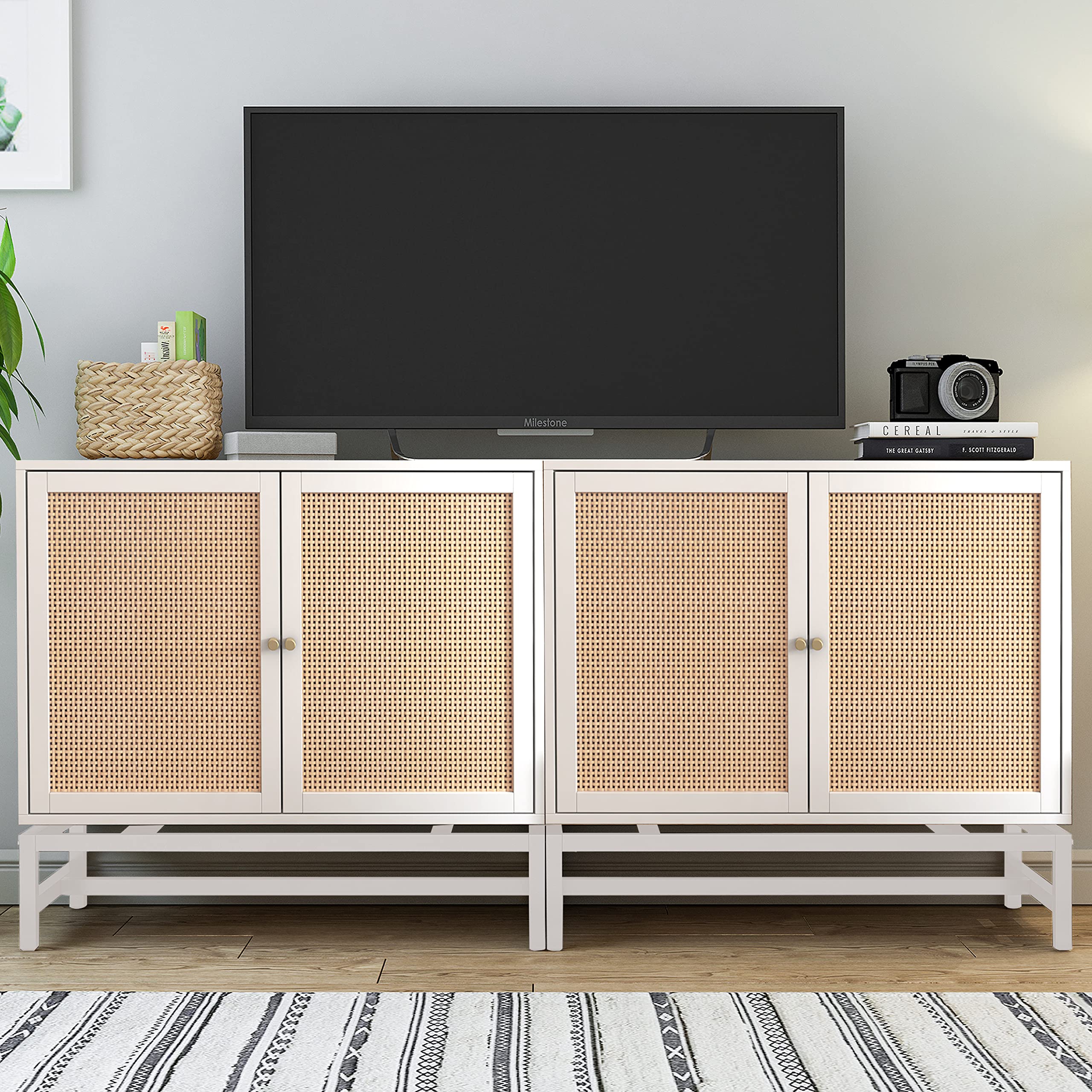 Buy Sideboard Buffet Cabinet Set of 2 - Kitchen Storage Cabinet with ...