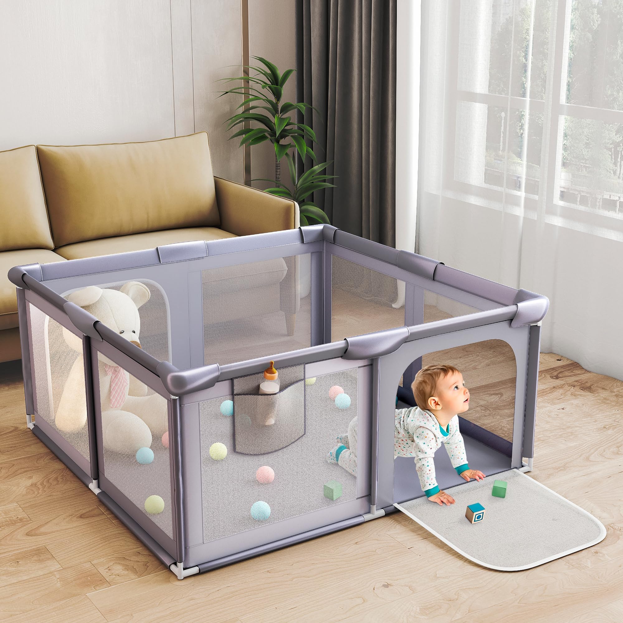 Amazon.com : ZSW Baby Playpen for Toddlers, 50'50' Safe Play Yard ...
