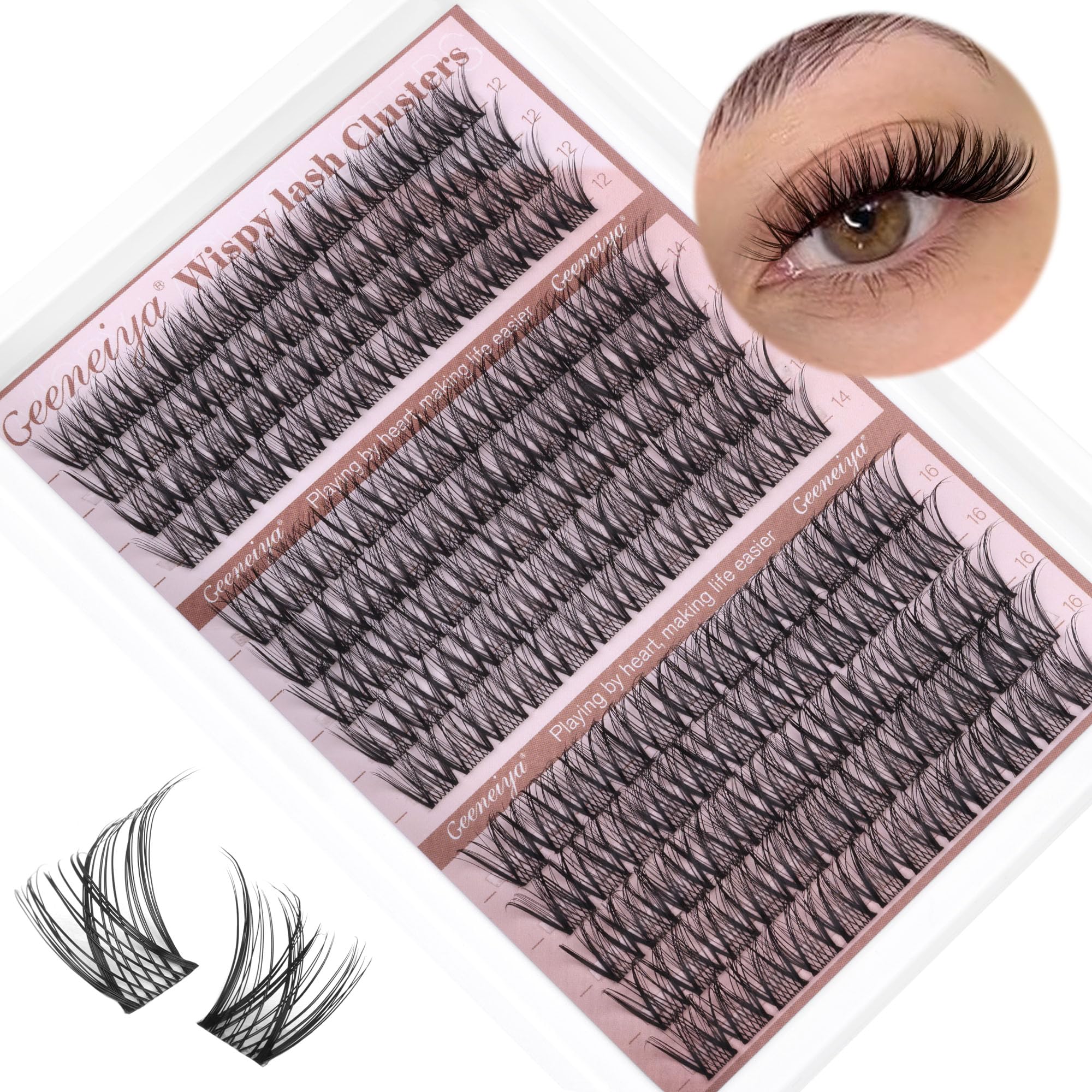 Amazon.com: Medium Lash Clusters Short Wispy C Curl Eyelash Clusters 12 ...