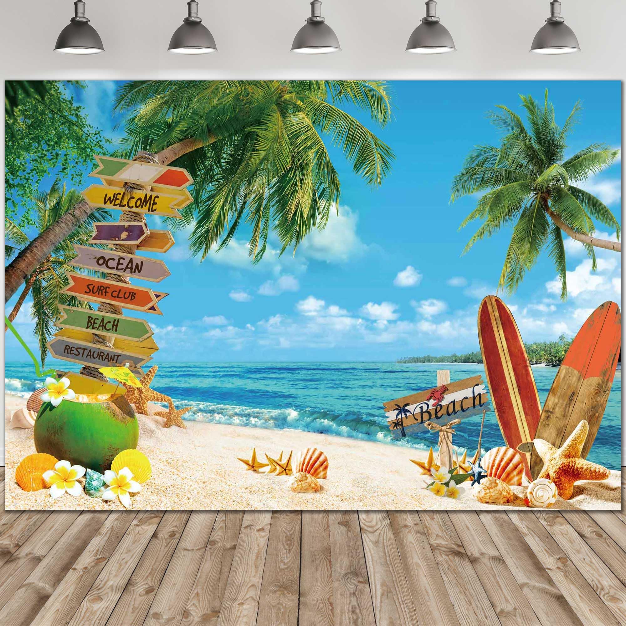 Amazon.com : Felortte 8x6ft Polyester Fabric Summer Beach Backdrop Tropical Seaside Background ...