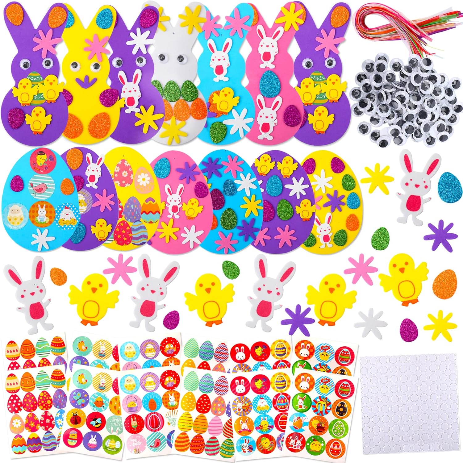 Amazon.com: SANNIX 650Pcs Easter Foam Stickers Set DIY Crafts Self ...