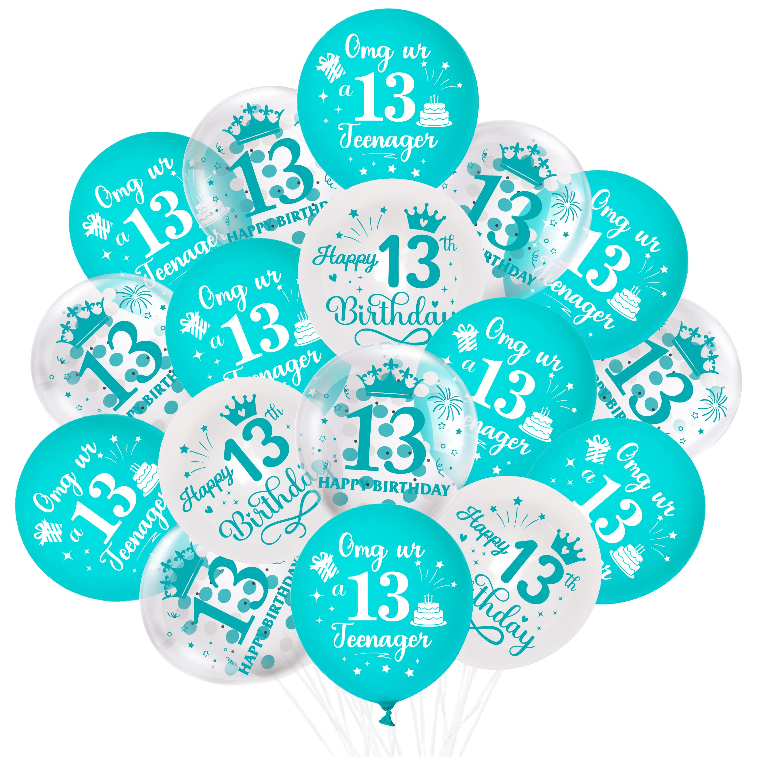 Amazon.com: 13th Birthday Balloons, Pack of 45 Teal Blue OMG Ur a ...