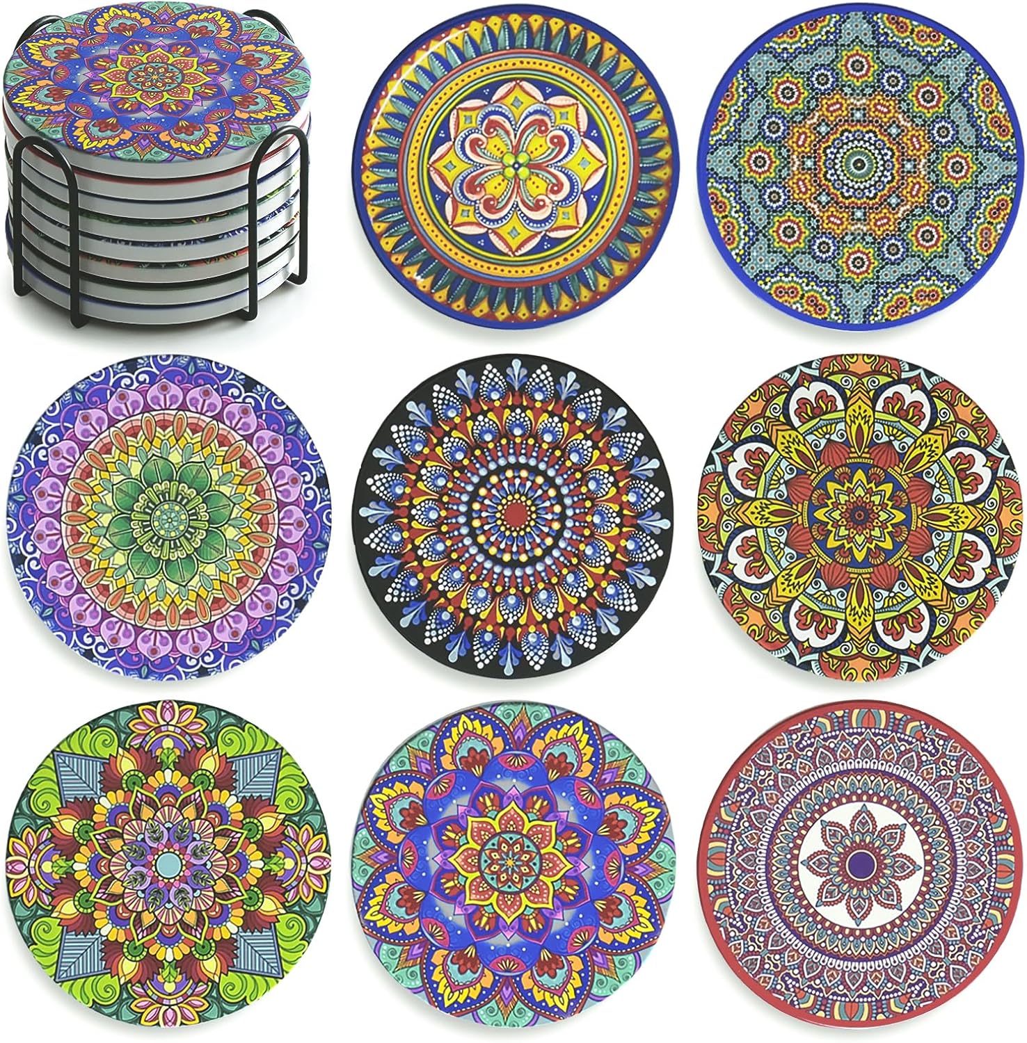 Amazon.com: Getstar Coasters for Drink Set of 8, Ceramic Boho Coasters ...
