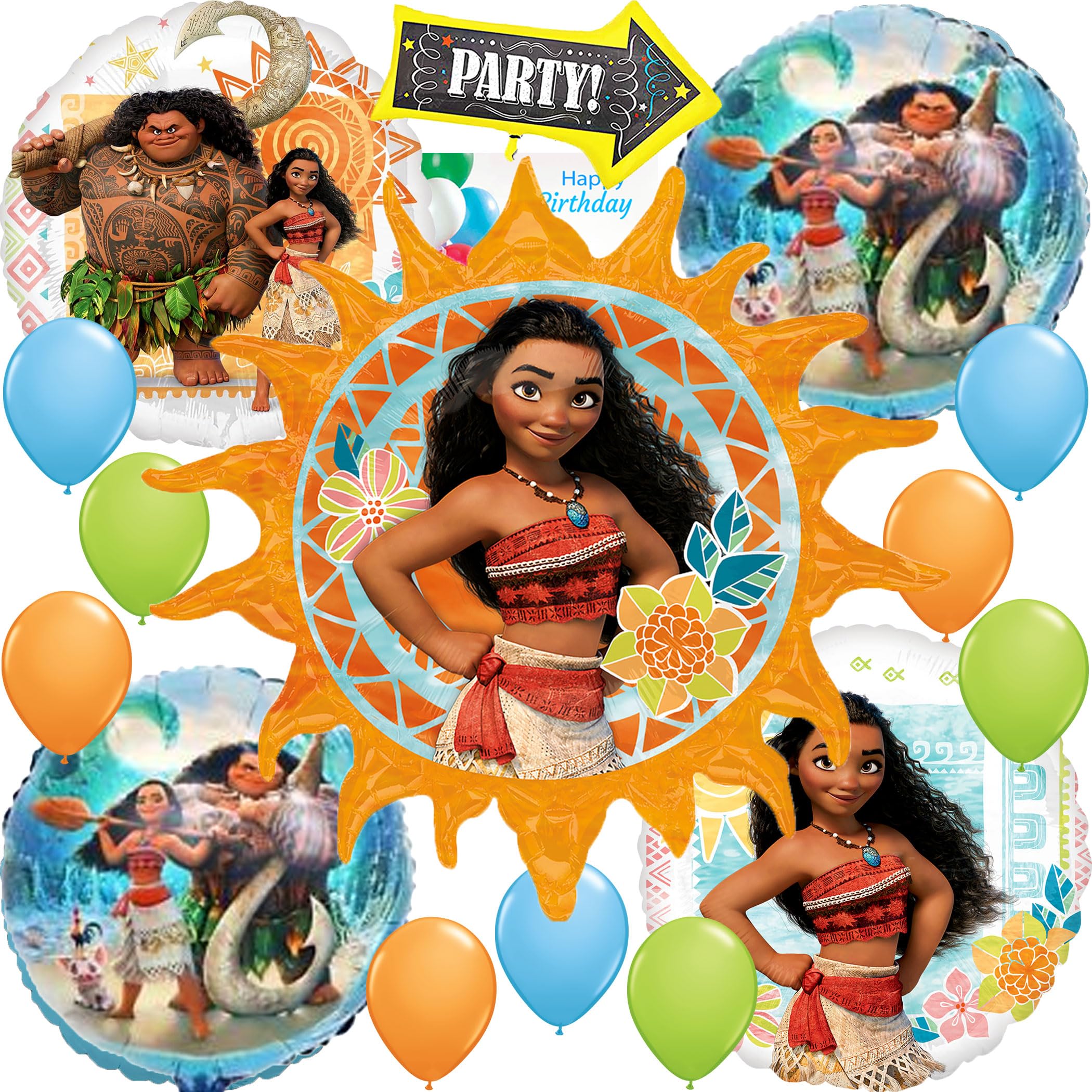 Amazon.com: Moana Foil Balloon Bouquet Decoration, Multicolored, Party ...