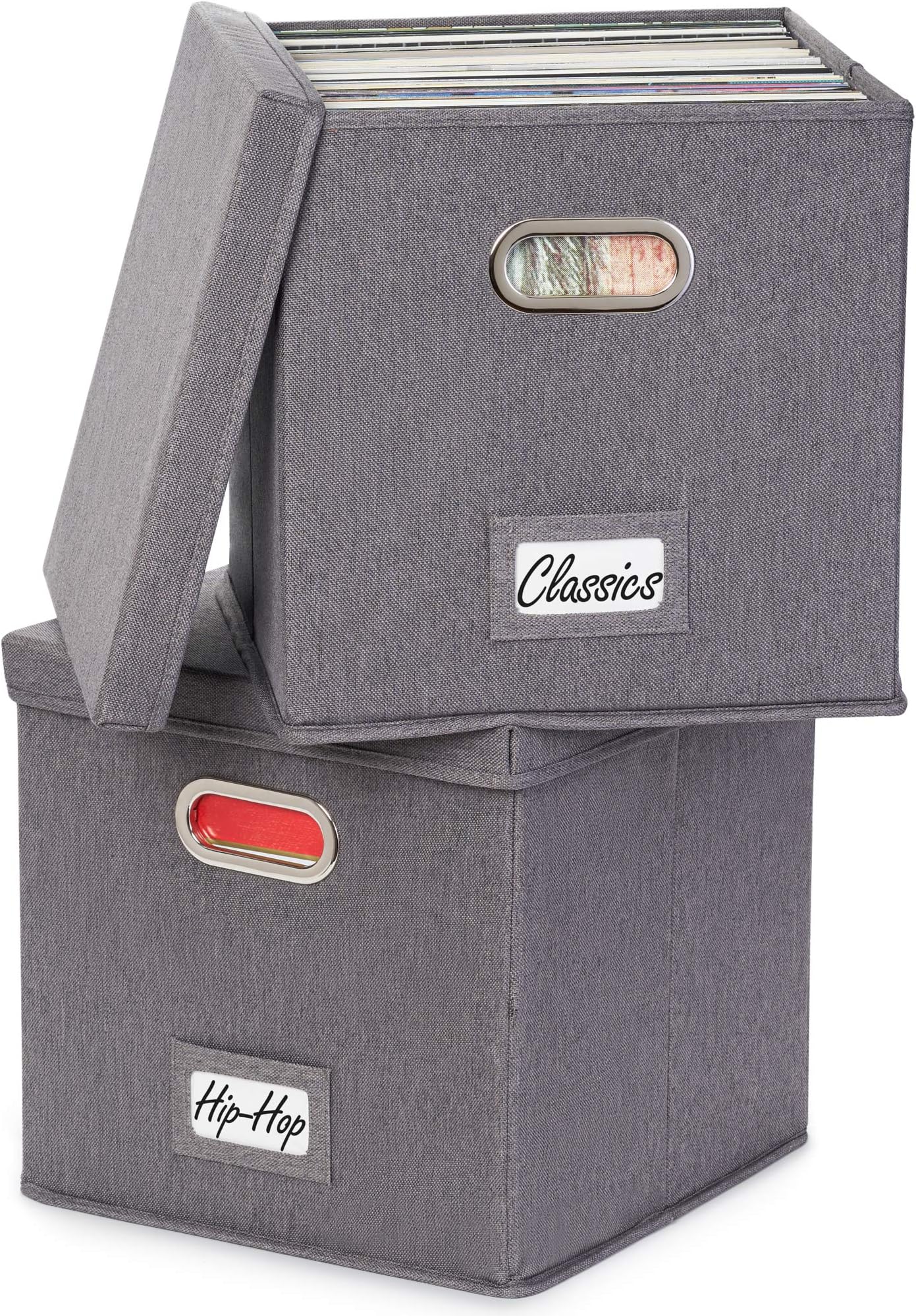 Amazon.com : ZICOTO Decorative Vinyl Record Storage Box Set of 2 For ...