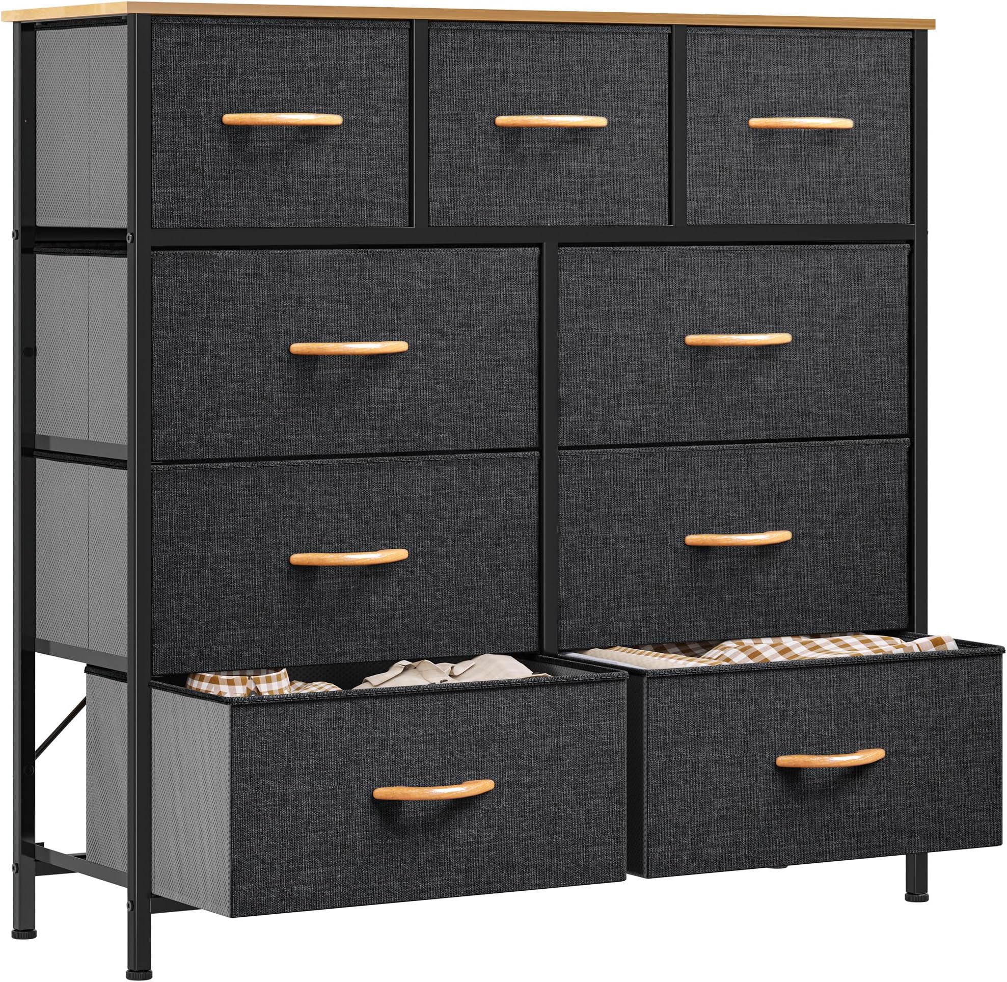 EnHomee Dresser with 2 Layer Shelves and 7 Fabric Drawers Easy to ...