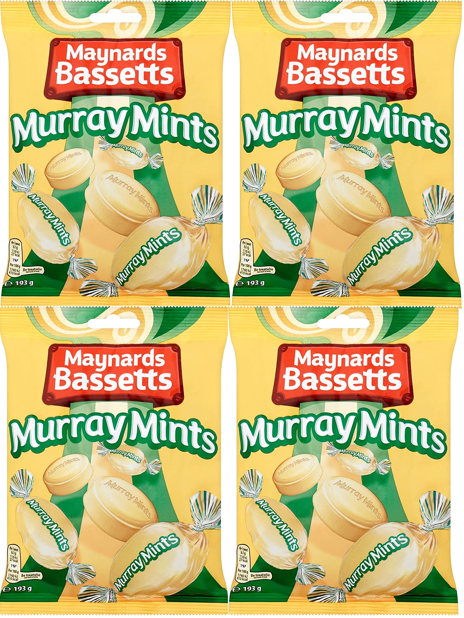 Maynards Bassetts Murray Mints Sweets Bag (193g per pack) Pack of 4 ...