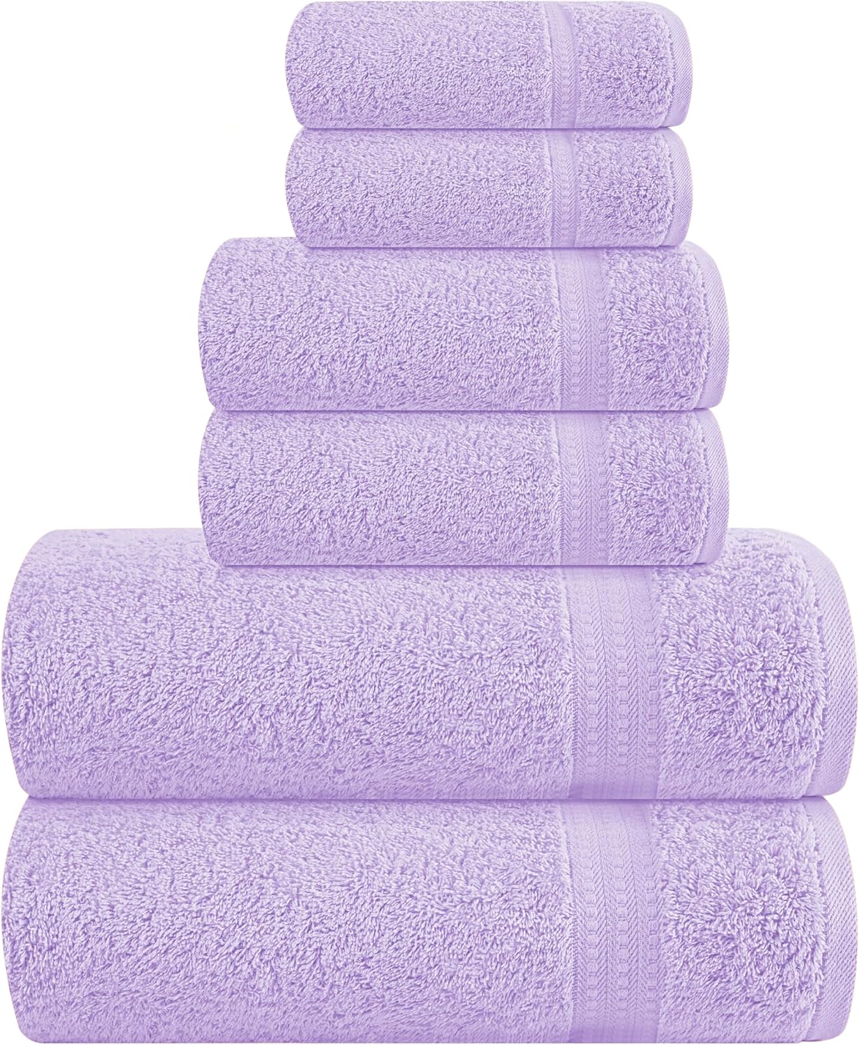 Amazon.com: MyOwn 6 Piece Towel Set, 100% Combed Cotton - 2 Bath Towels ...