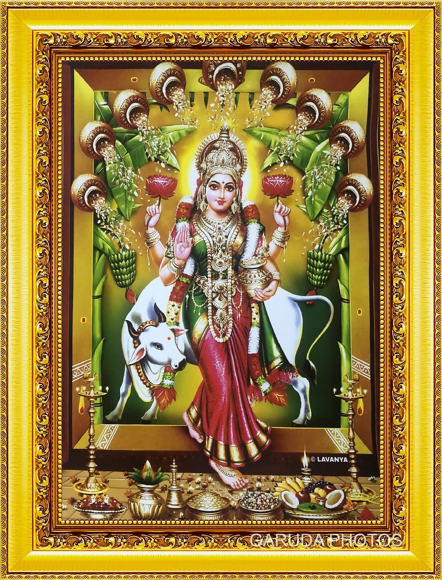 Buy Garuda Photos - Goddess Gruha Lakshmi Photo with cow / Laxmi Devi ...