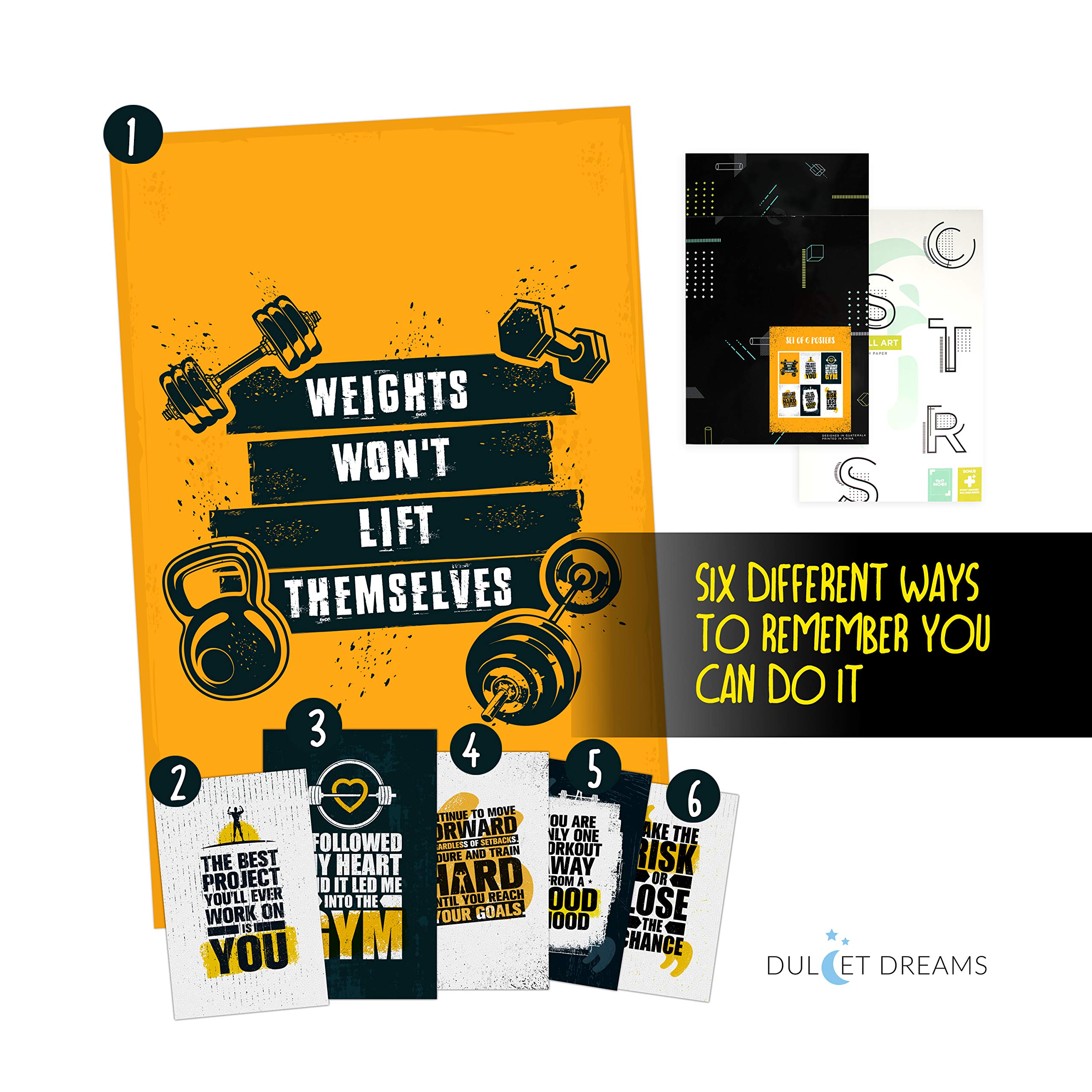 Set Of 6 11x17 Inspirational Gym Posters | Motivational Fitness Wall ...