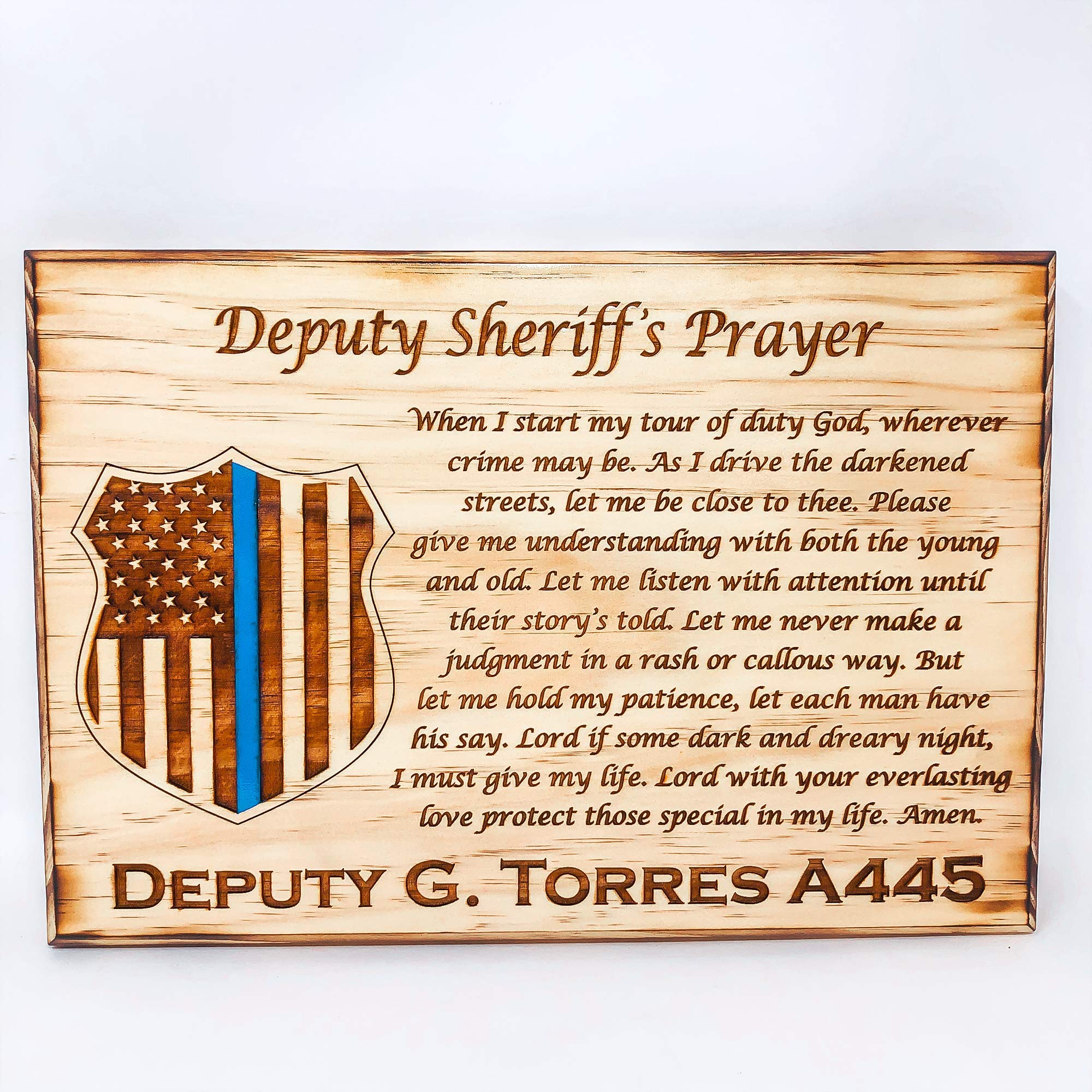 Buy Personalized Deputy Sheriff's Prayer Plaque | Laser Engraved Wood ...