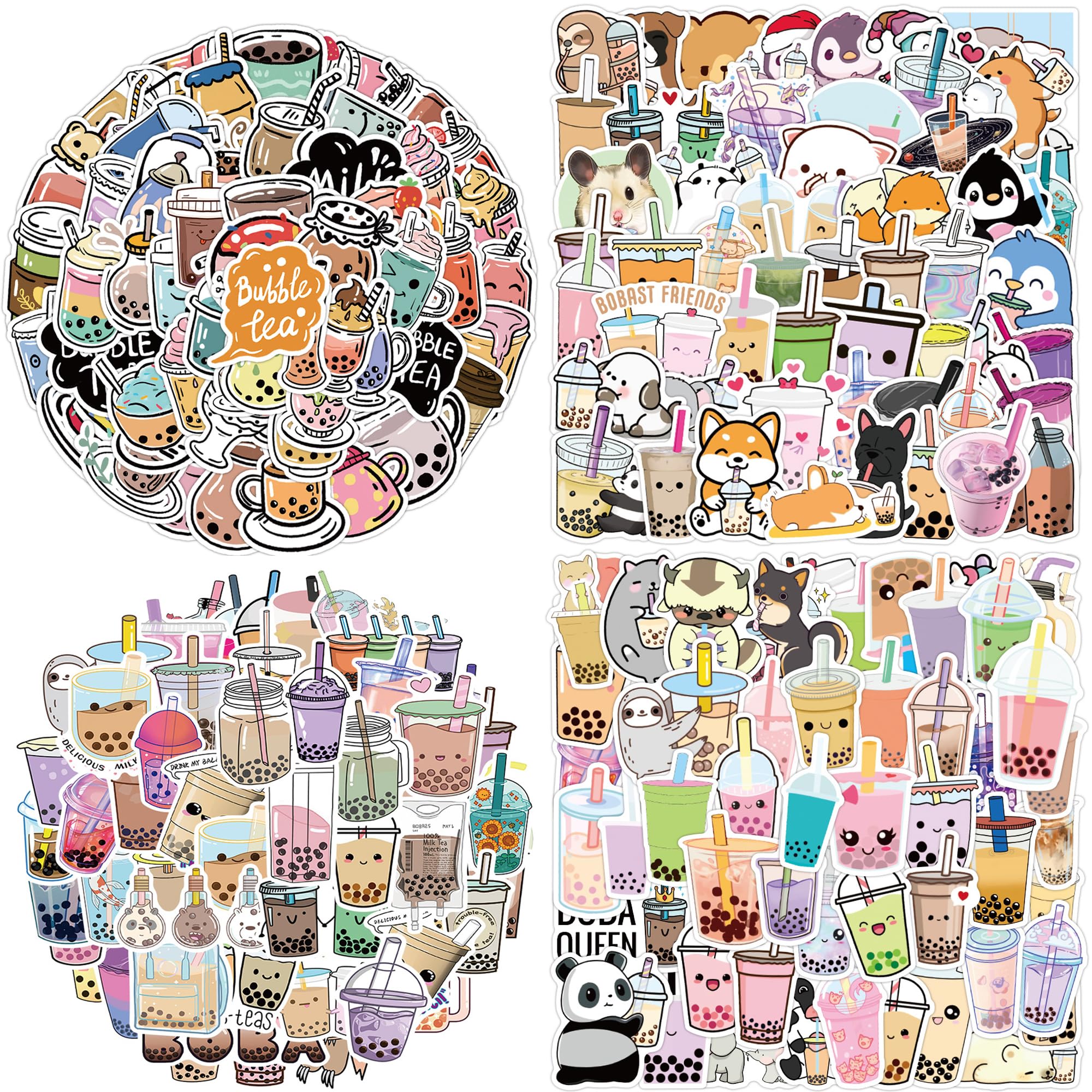 200Pcs Cute Boba Stickers Kawaii Bubble Tea Vinyl Waterproof Stickers ...