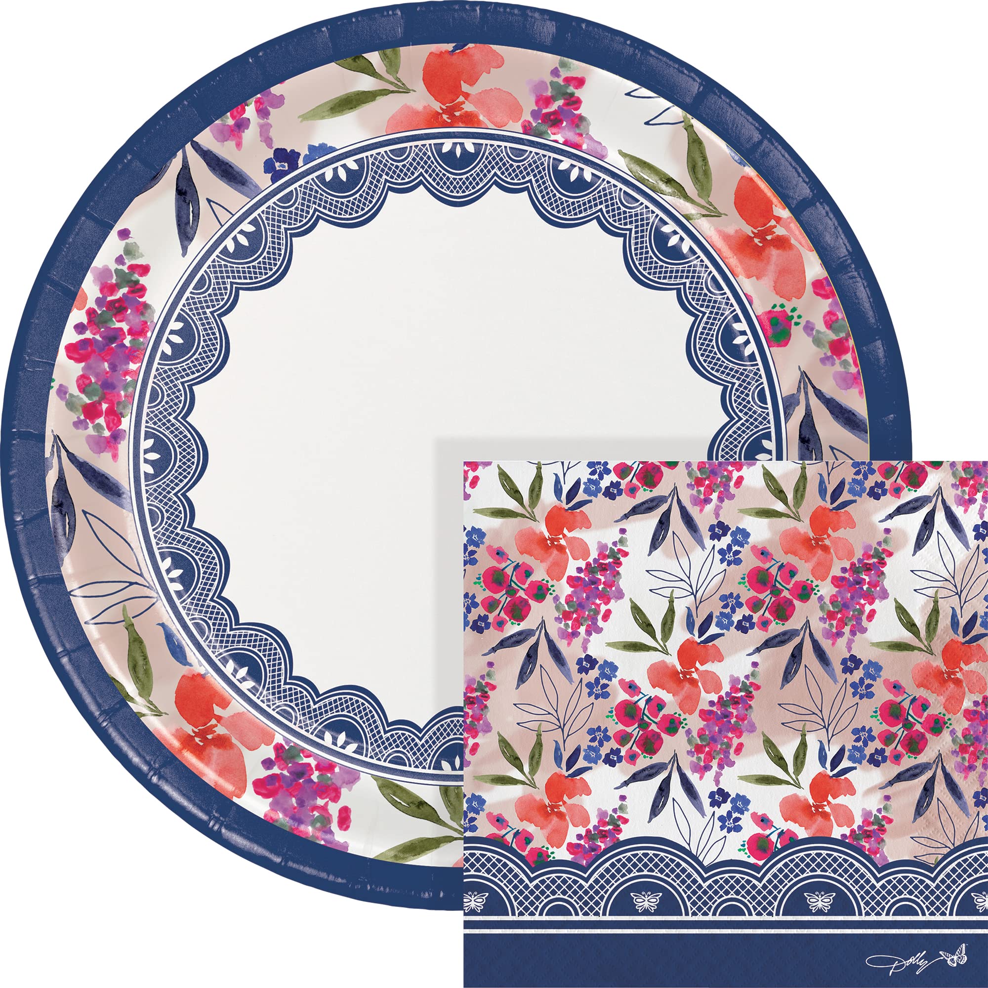 Amazon.com: Dolly Parton Celebrate Floral Plates and Napkins, Serves 16 ...