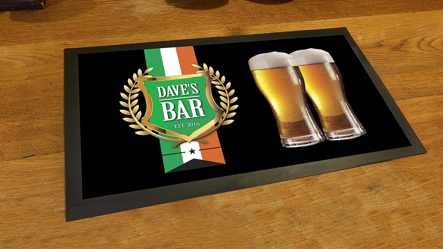 Amazon.com: Artylicious Personalised Irish Flag Ribbon Crest Bar Pub ...