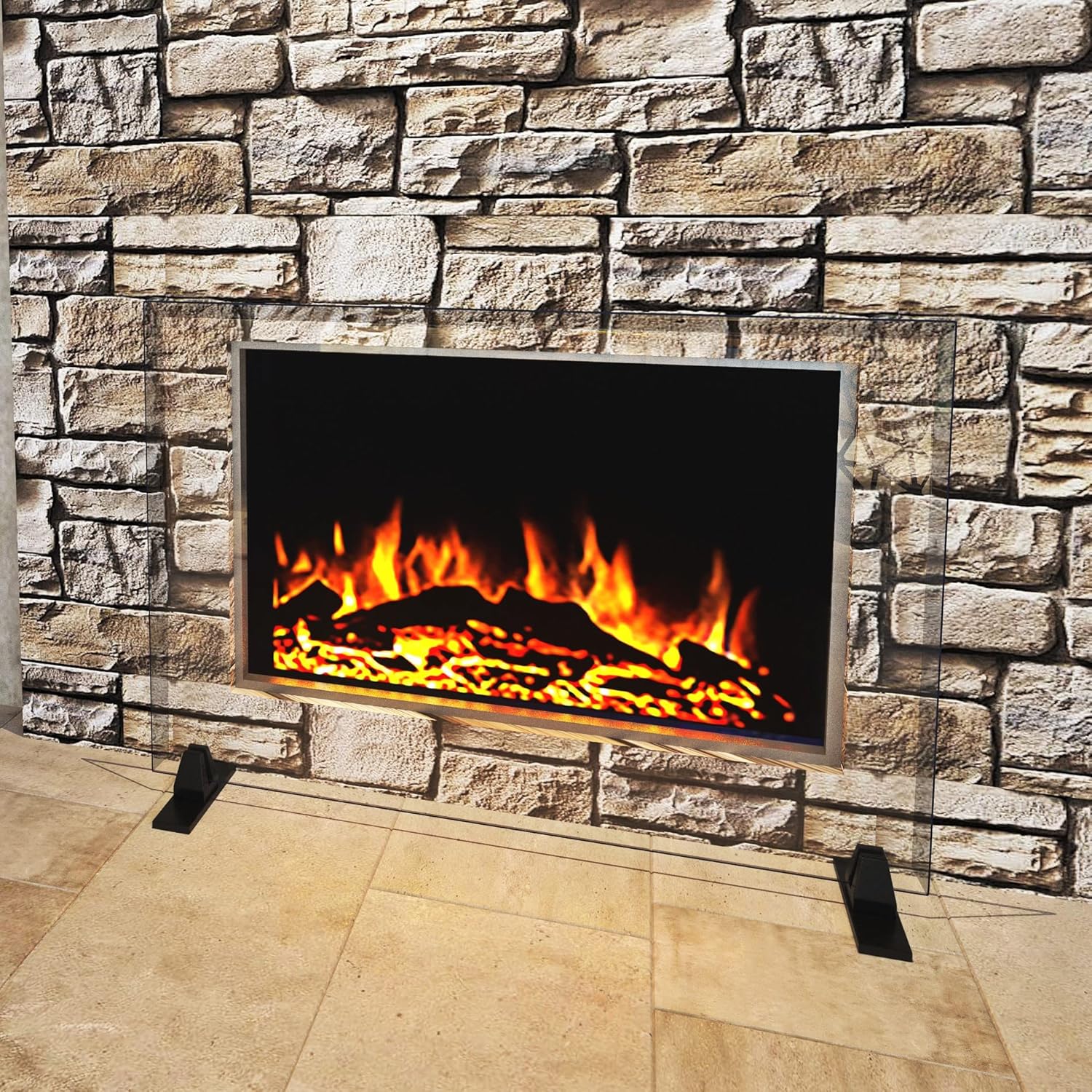 Clearly Innovative - Glass Fireplace Screen | Free Standing Fireplace ...