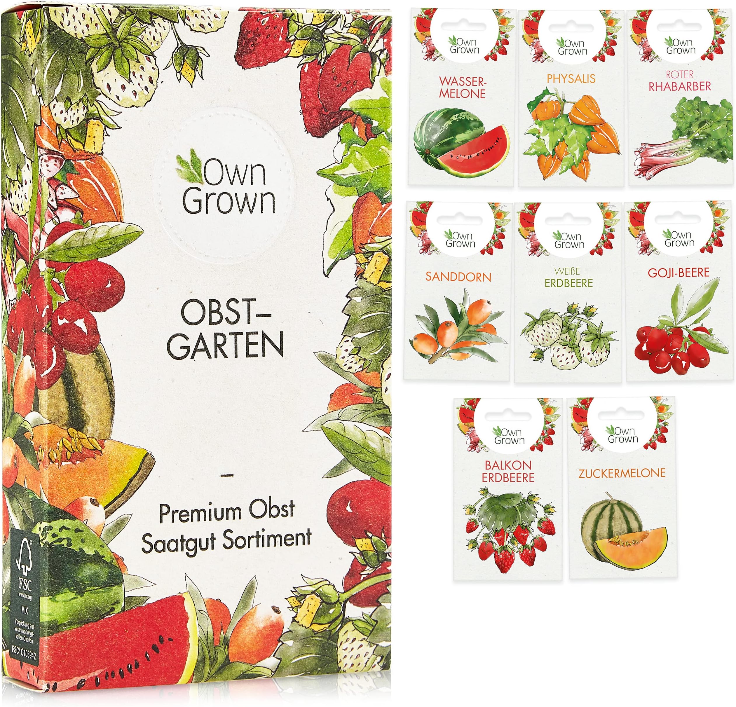 Obst Samen Set: Premium Garten Obst Saatgut mit 8 Sorten Obst Pflanzen ...