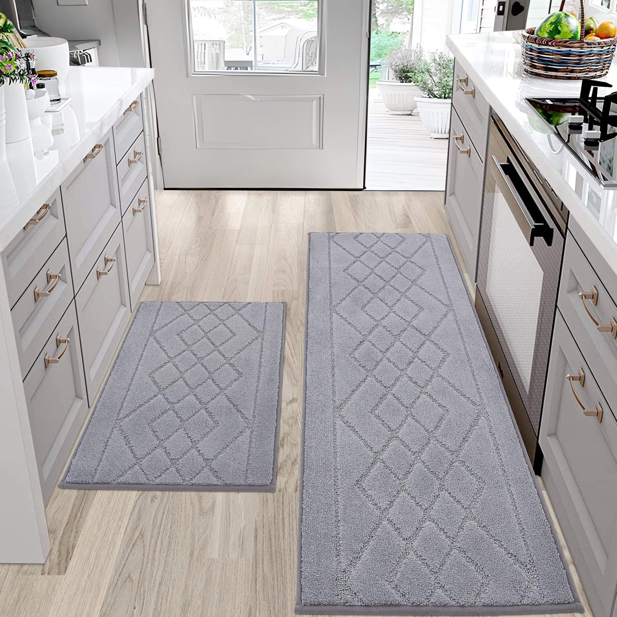 Amazon.com: BEQHAUSE Kitchen Rugs Sets of 2 Non Slip Washable Kitchen ...