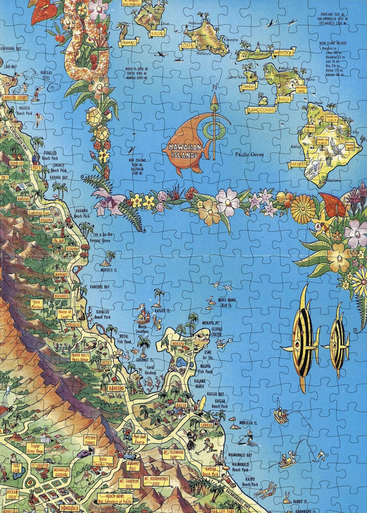 Honolulu Map 1950 Vintage Map Of Hawaii Posters & Prints | Zazzle