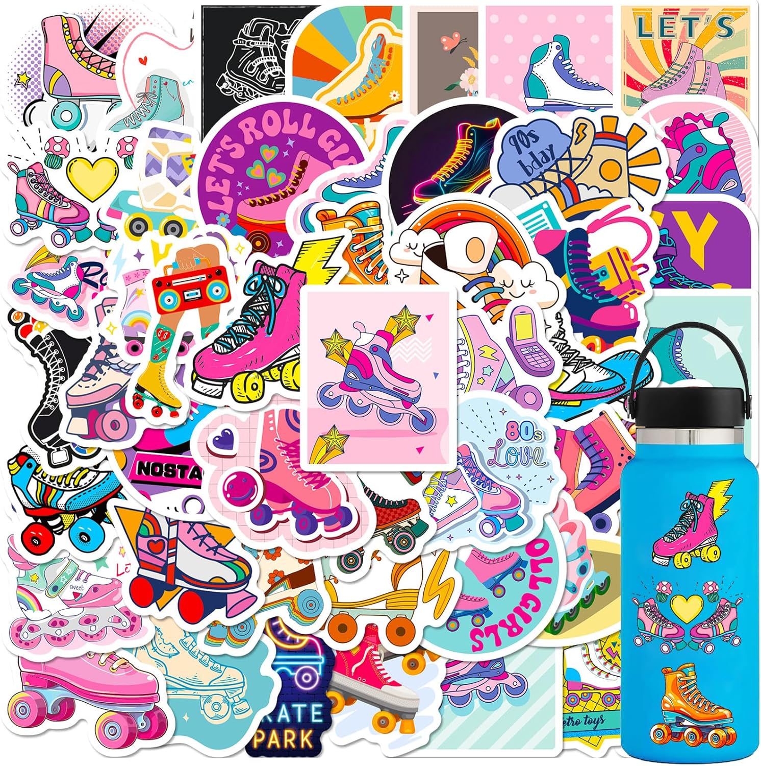 50Pcs Roller Skate Stickers Cool Roller Skating Stickers Skater Girl ...