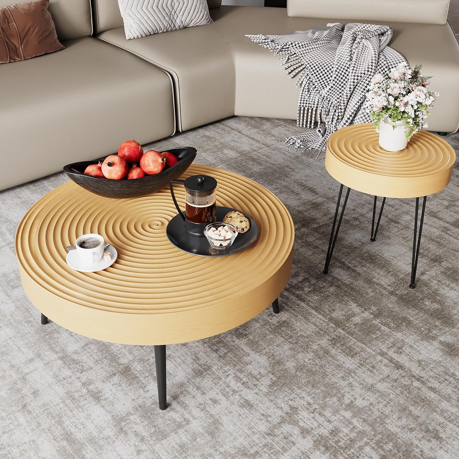 Amazon.com: Xilingol 2-Piece Modern Farmhouse Living Room Coffee Table ...