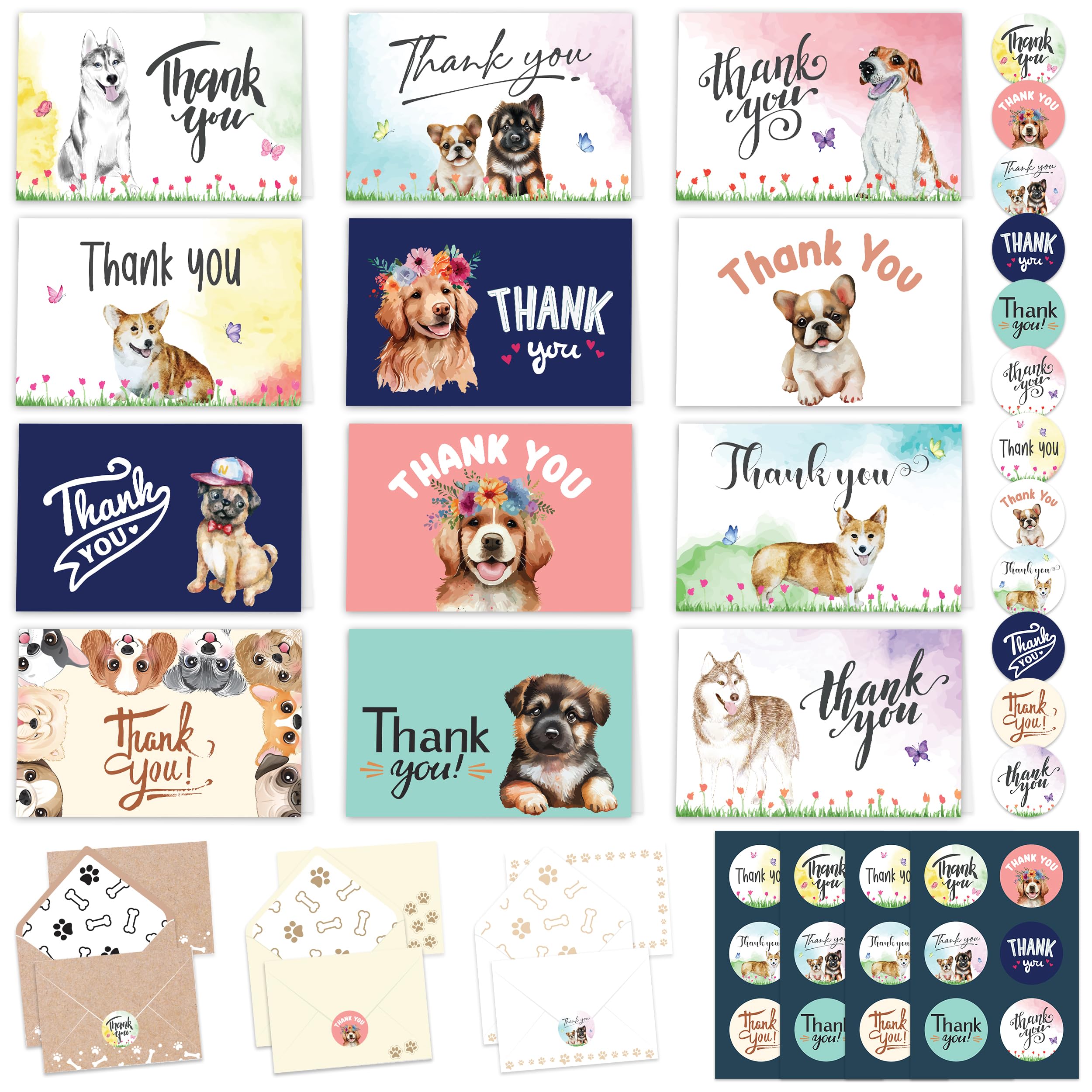 Snapklik.com : Decorably 24 Pack 6x4in Dog Thank You Cards