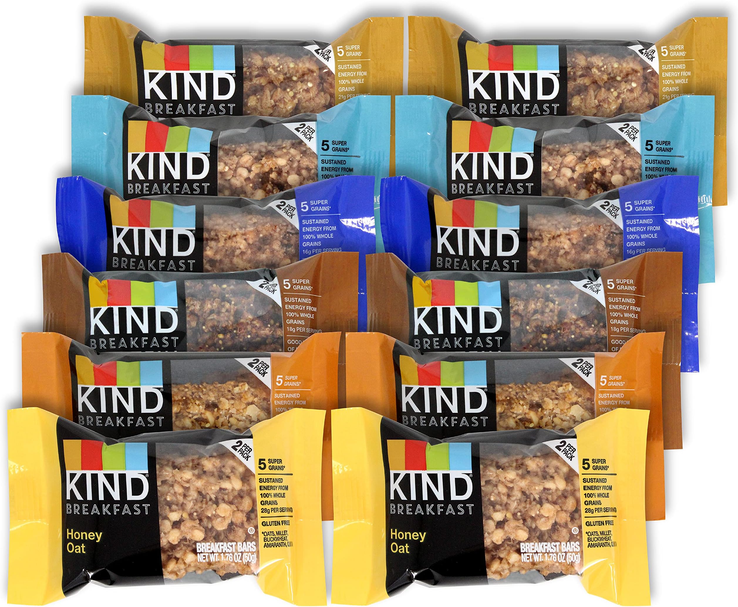 Amazon.com: KIND Breakfast Bars, Variety Pack, Honey Oat, Almond Butter ...