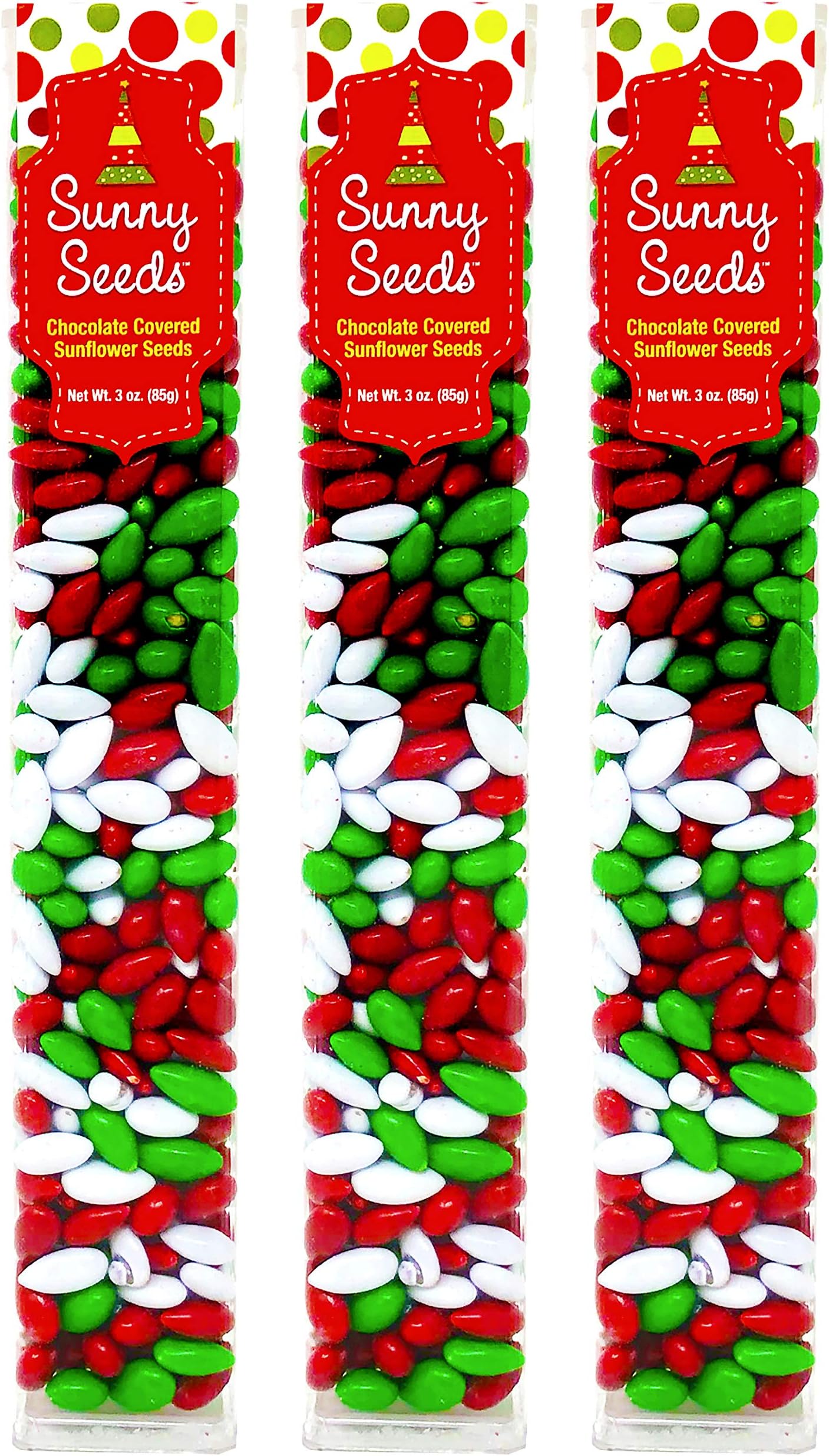 Amazon.com : Christmas Sunny Seeds – Candy Coated Chocolate Covered Sunflower Seeds - 3 Ounce ...