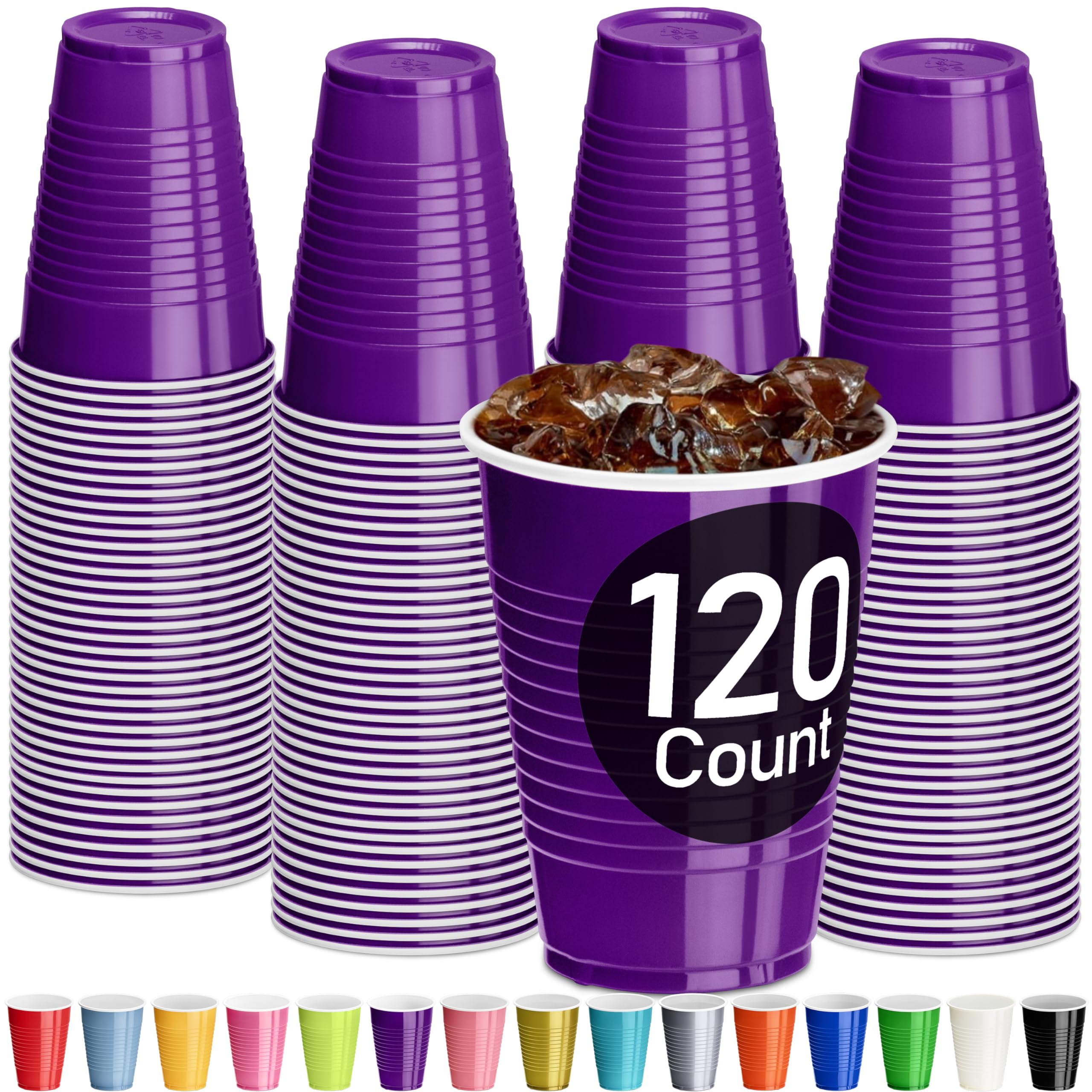 Amazon.com: DecorRack Purple Plastic Cups, 12 oz Disposable Cups ...