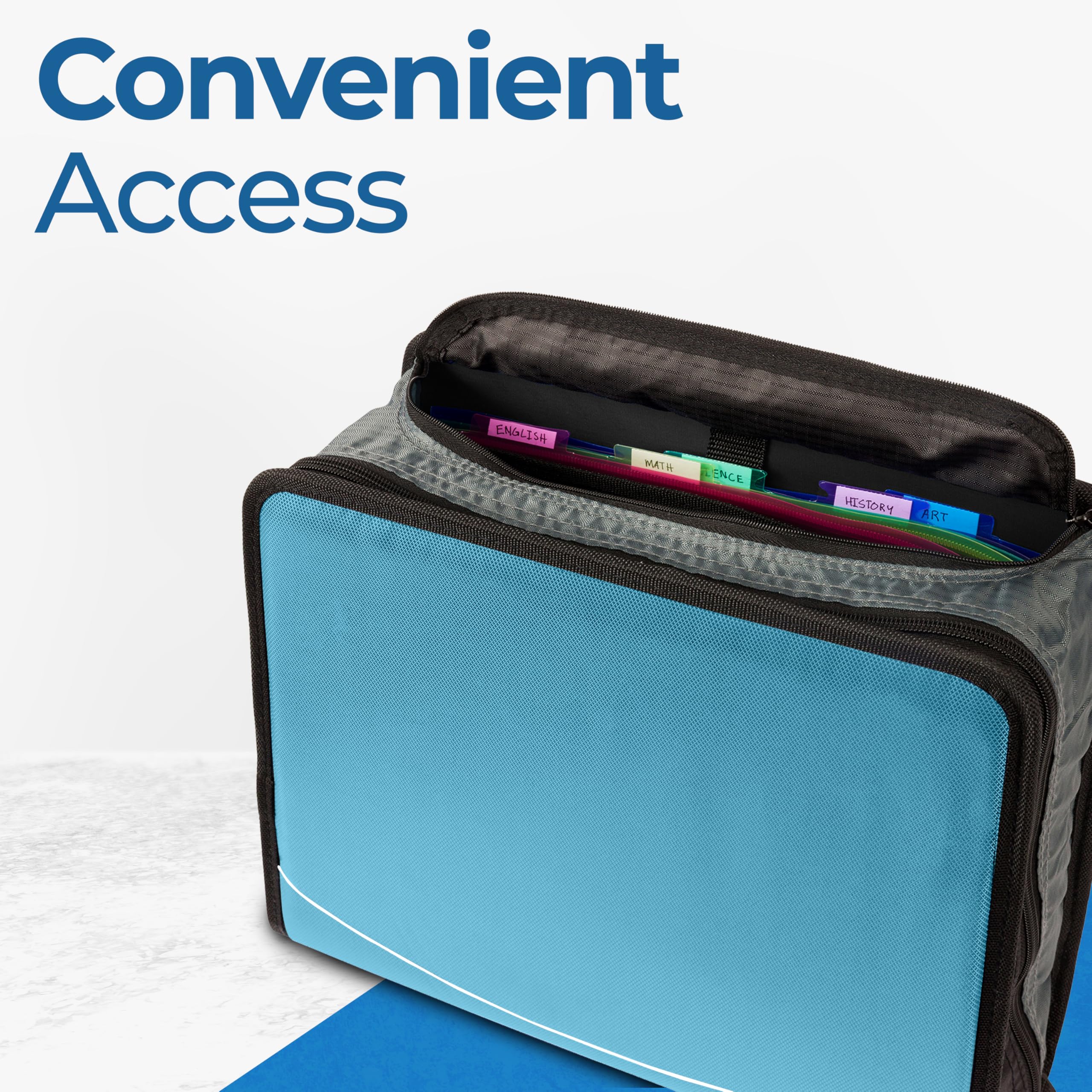 Snapklik.com : Mighty Zip Tab School Zipper Binder 3-Inch O-Rings, 600 ...