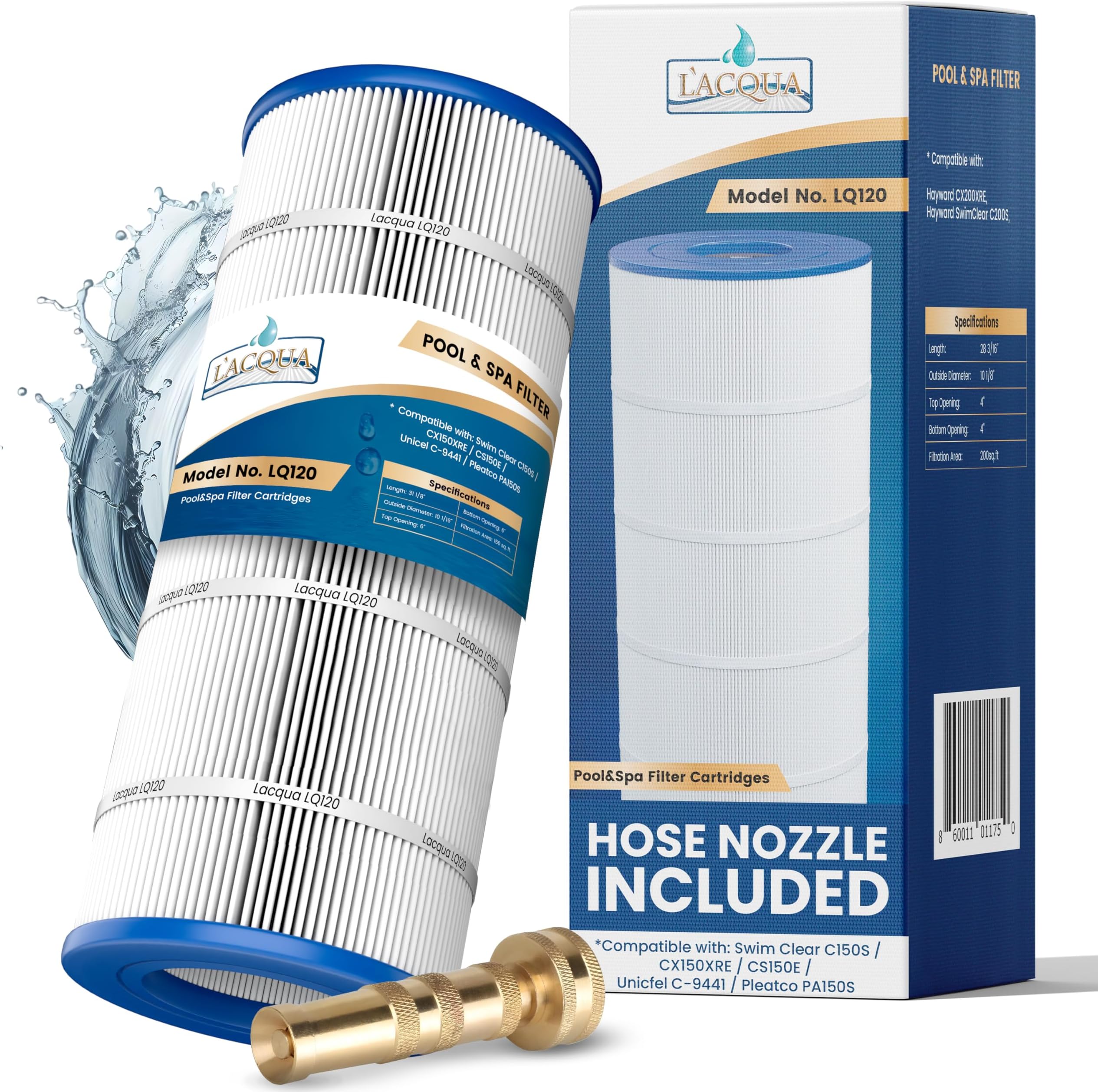Amazon.com : LACQUA Pool Filter Cartridge LQ120 120 SqF for Hayward ...