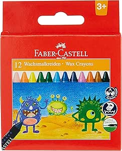Faber-Castell WAX CRAYON 12 Color Round 90Mm, ASSORTED, 120052 : Amazon ...